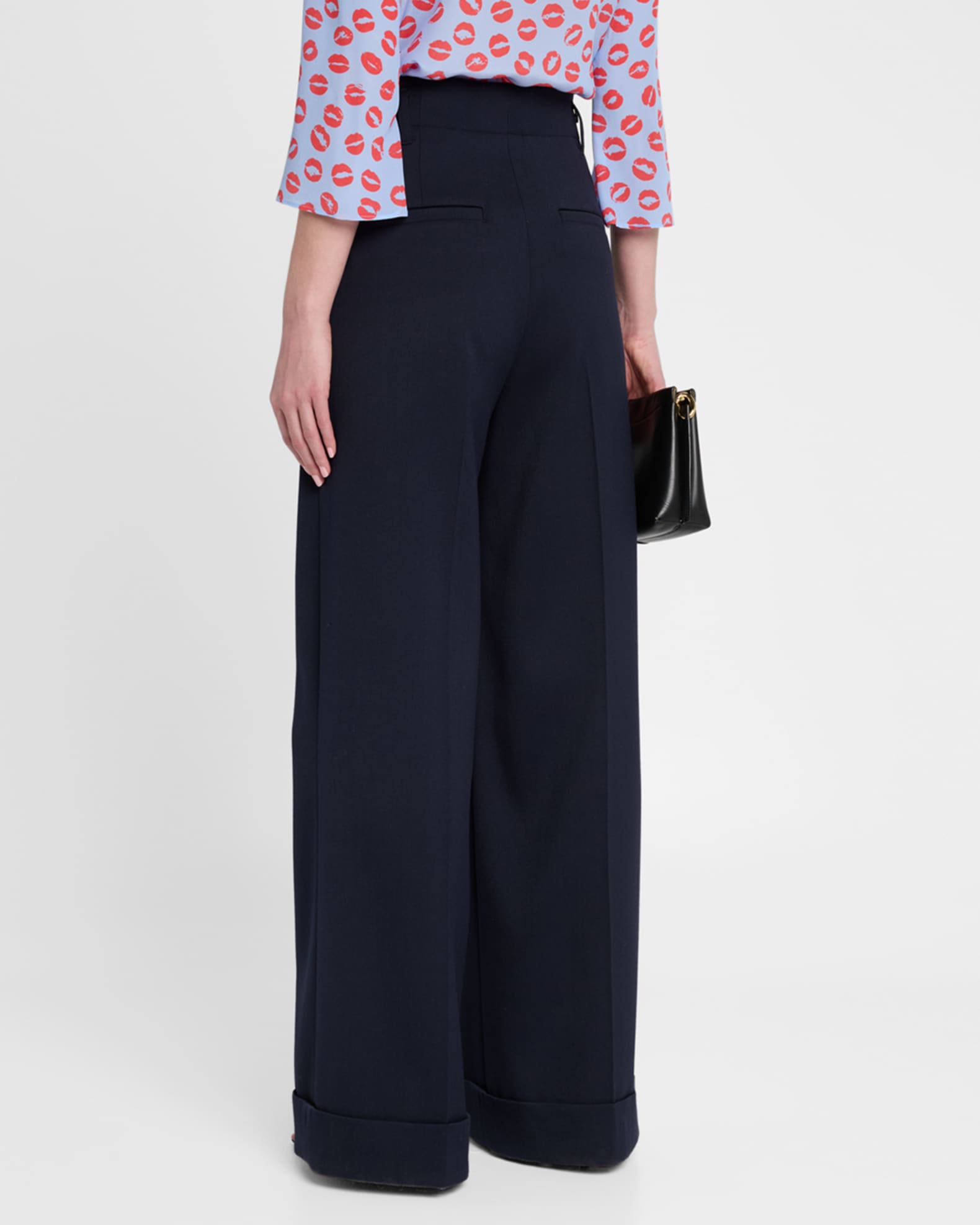 Maison Common Wool-Blend Wide-Leg Cuffed Pants | Neiman Marcus