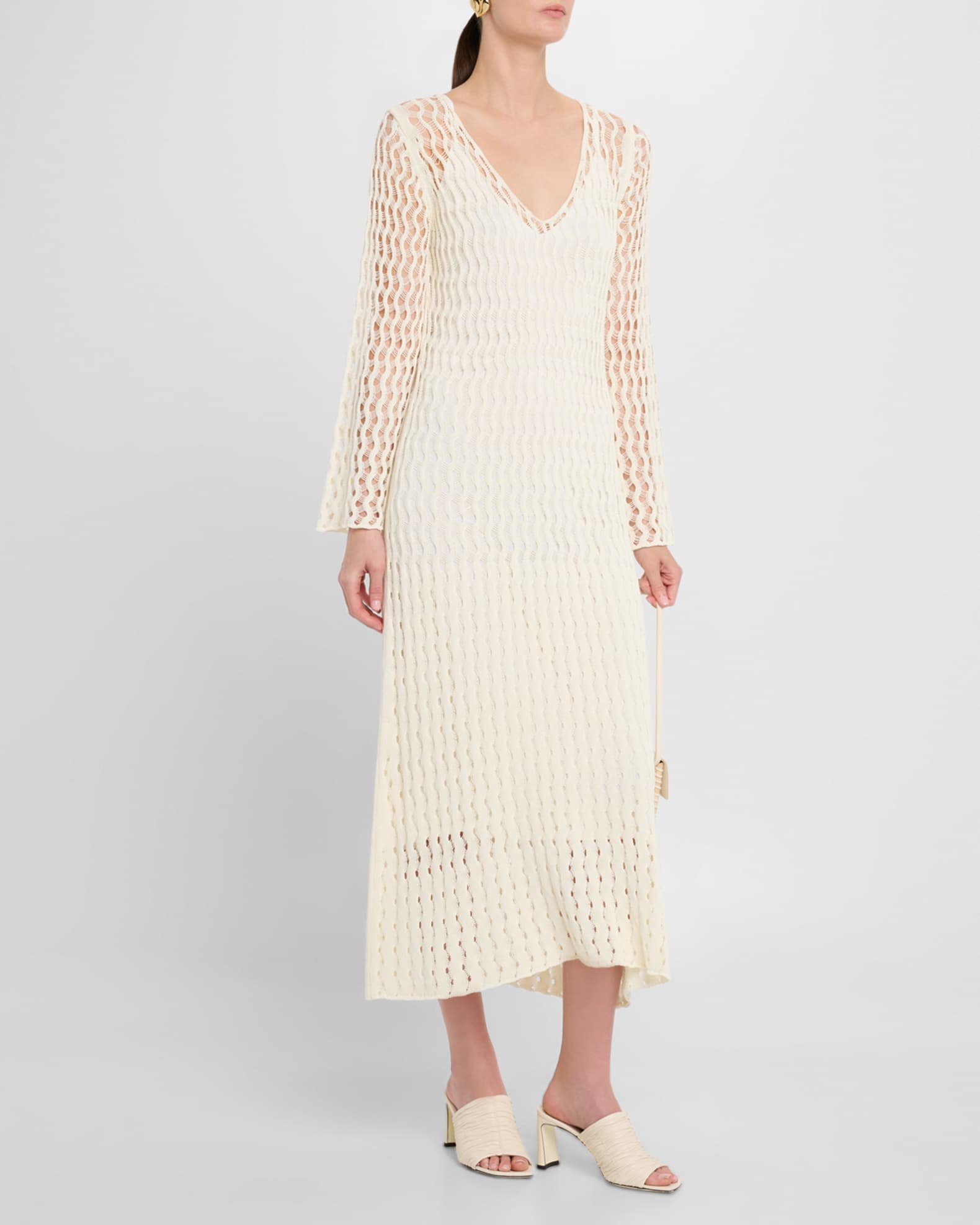 Altuzarra Jemmy Open Knit Long-Sleeve Midi Dress | Neiman Marcus