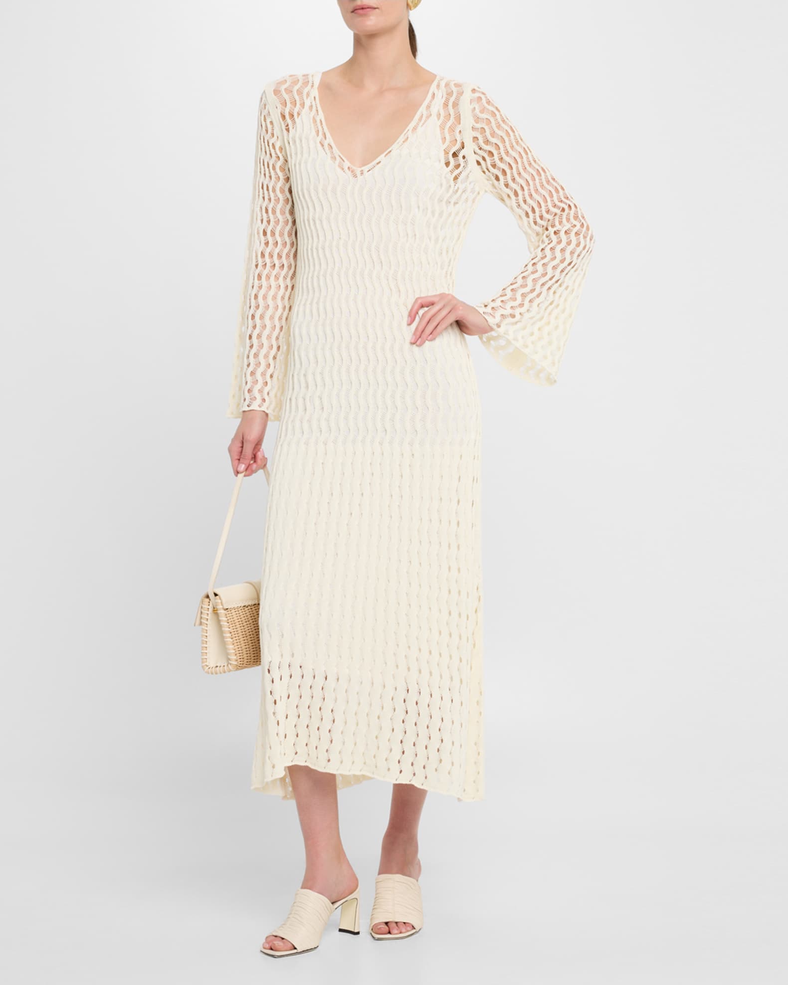 Altuzarra Jemmy Open Knit Long-Sleeve Midi Dress | Neiman Marcus