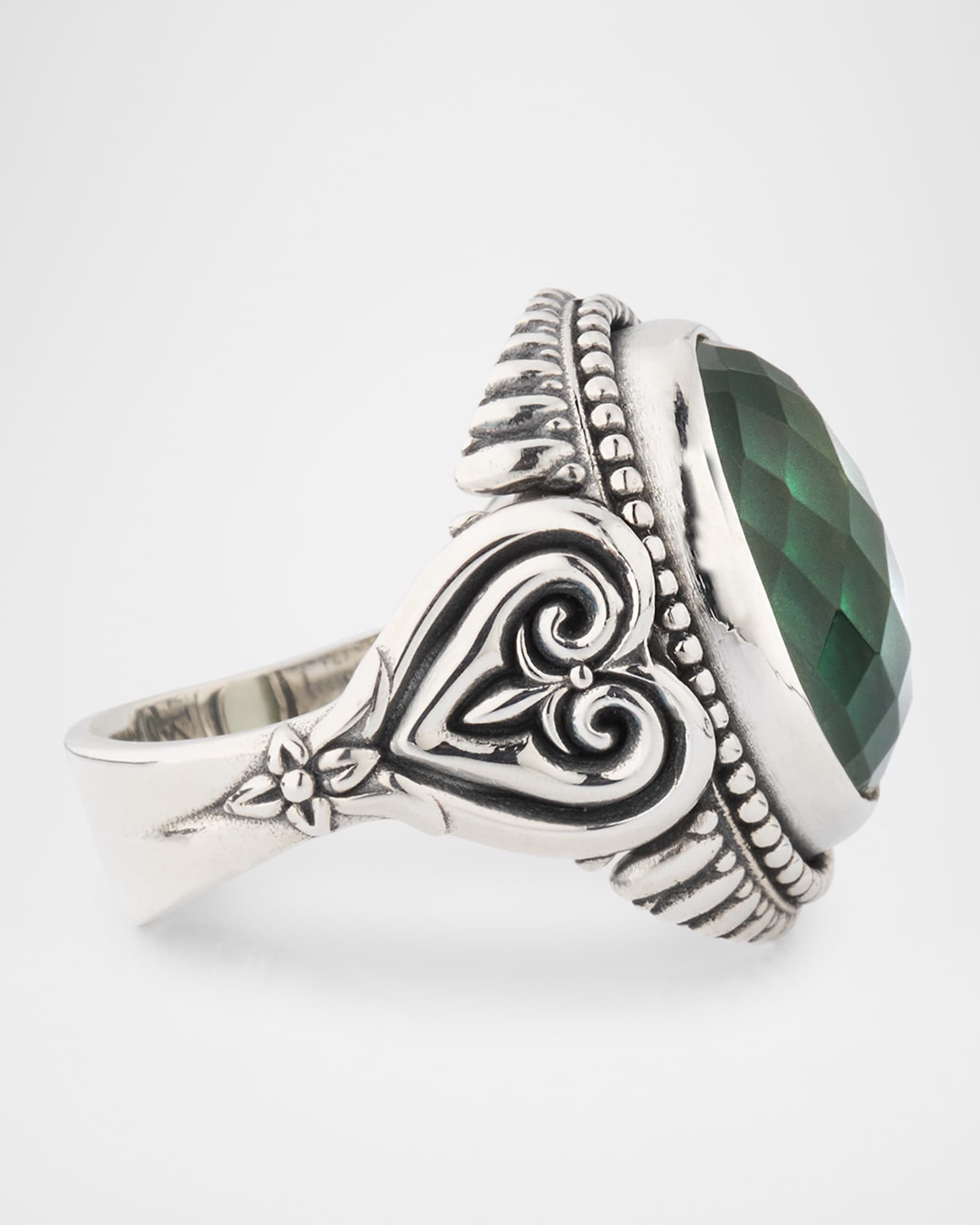 Konstantino Ivy Rock Crystal, Aventurine and MOP Triplet Statement Ring ...