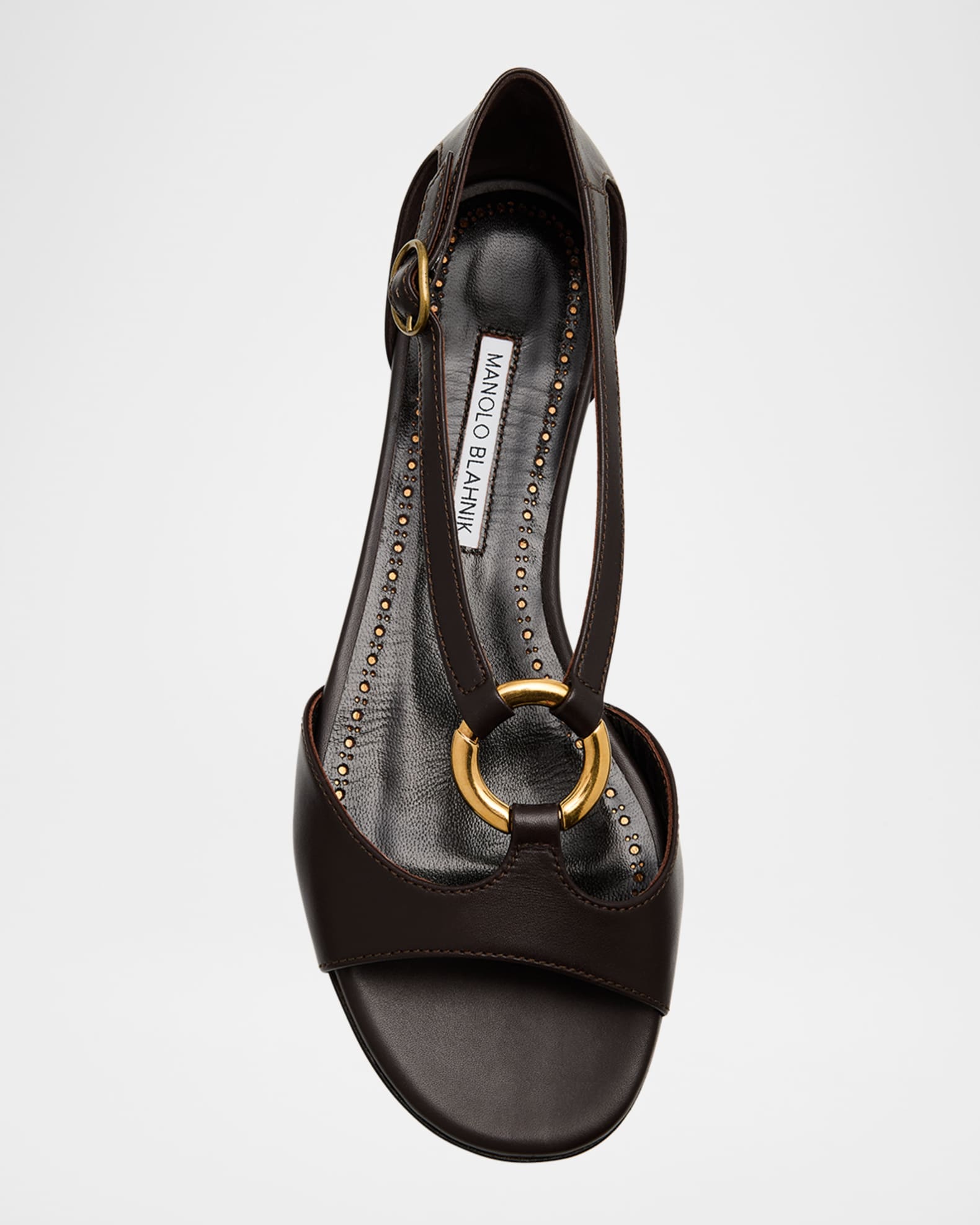 Manolo Blahnik Theodo T-Strap Leather Sandals | Neiman Marcus