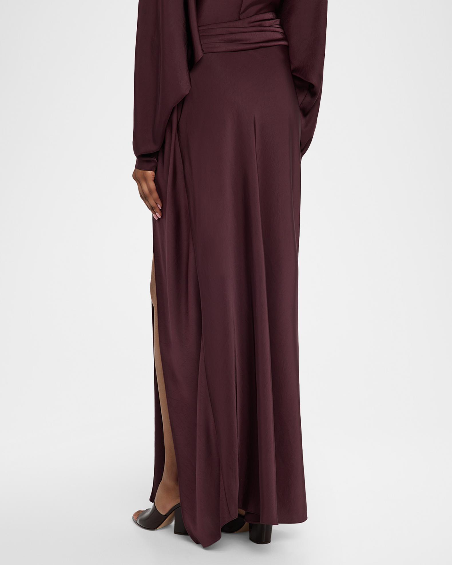 LAPOINTE Lightweight Satin Asymmetric Maxi Skirt | Neiman Marcus