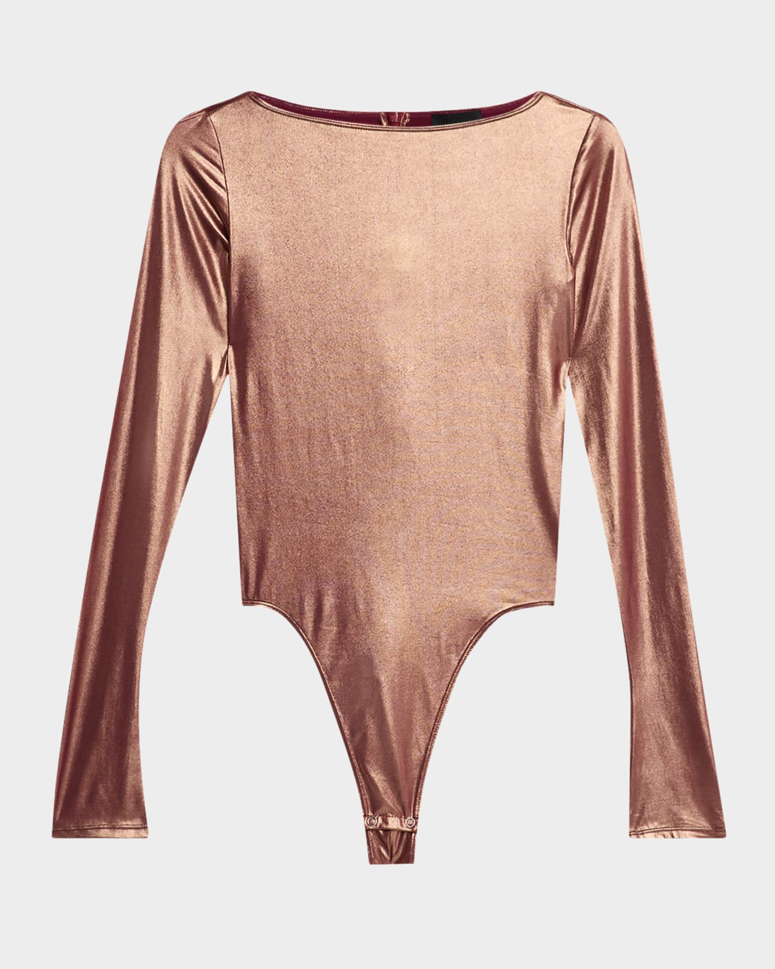 LAPOINTE Coated Metallic Jersey Bodysuit | Neiman Marcus