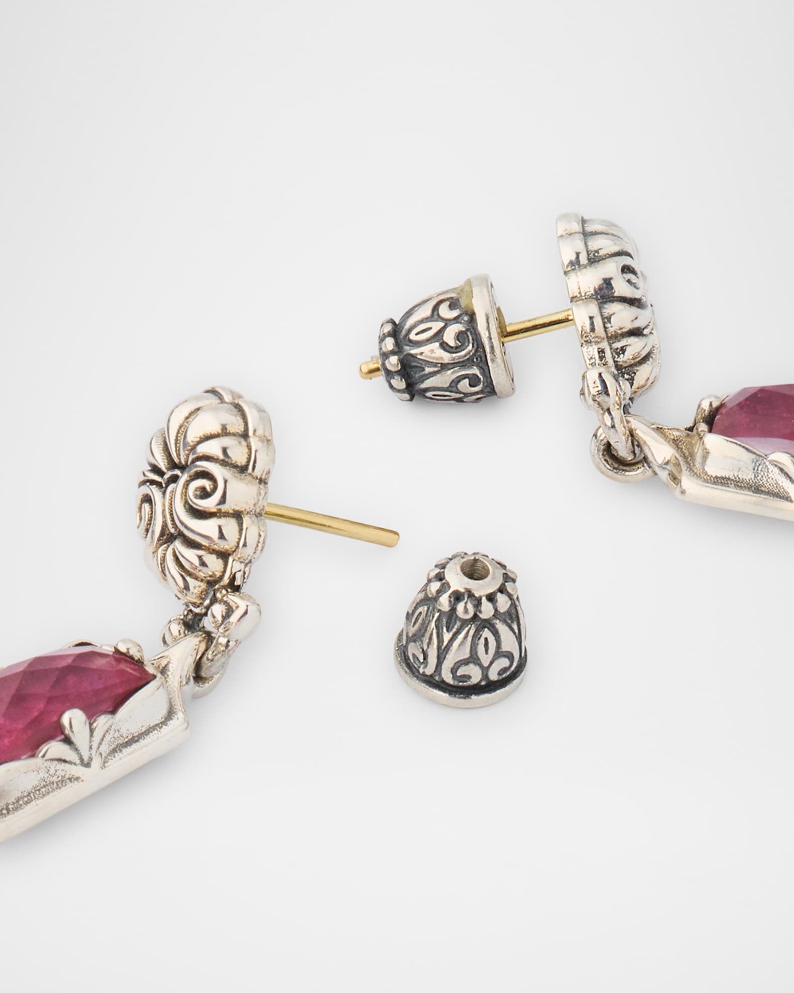 Konstantino Ivy Rock Crystal, Strawberry Quartz and MOP Linear Earrings ...
