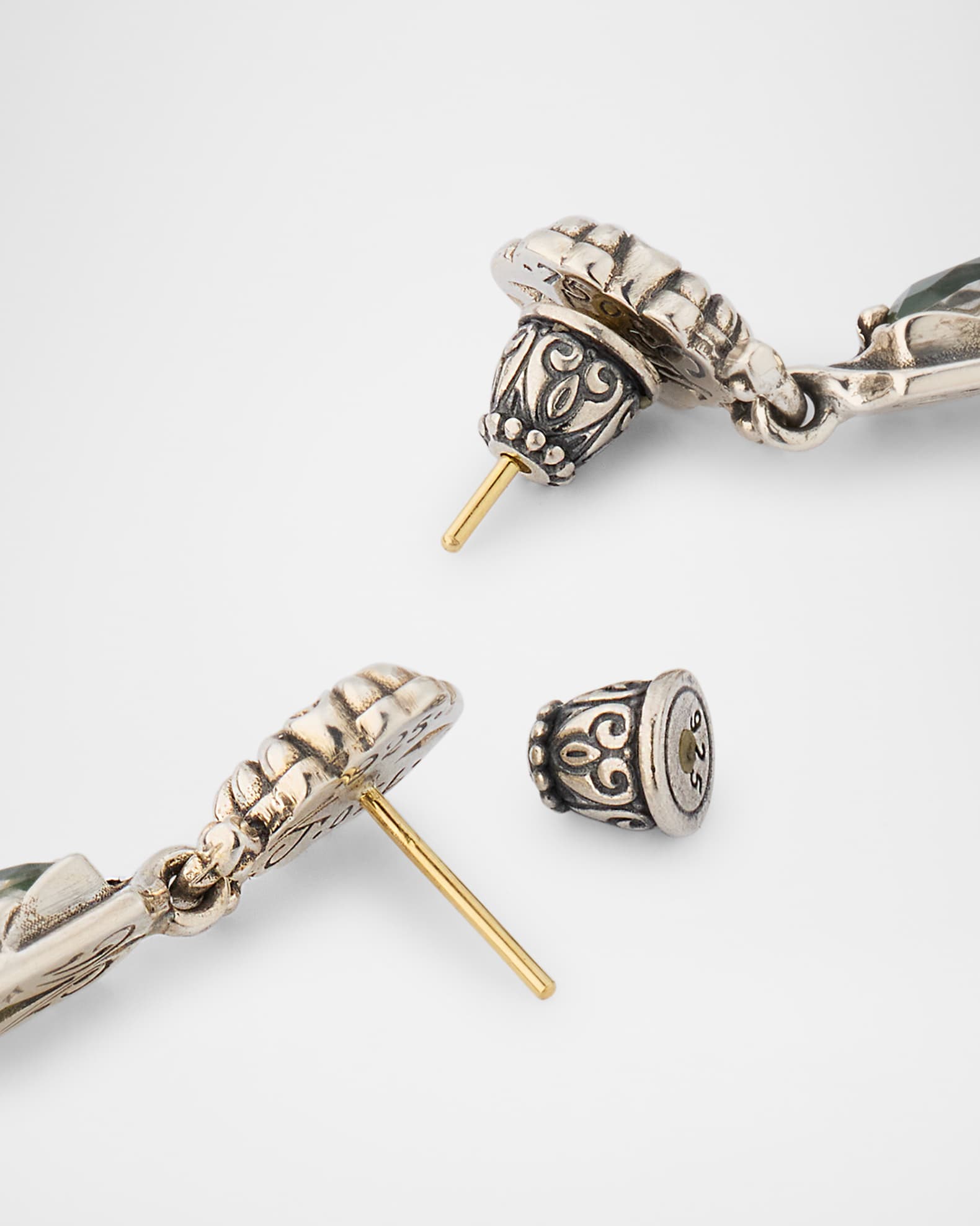 Konstantino Ivy Rock Crystal, Aventurine and MOP Triplet Earrings ...