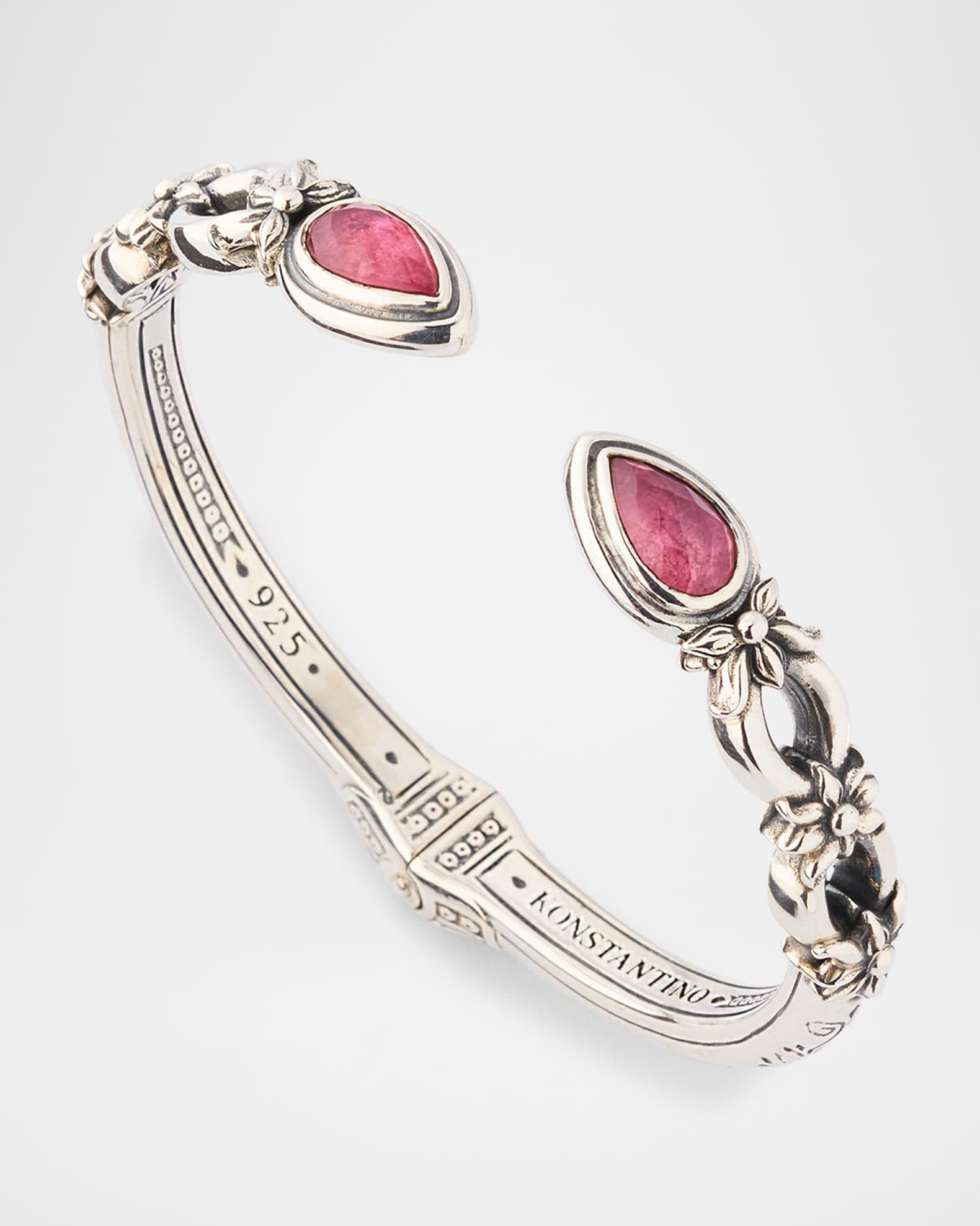 Konstantino Ivy Rock Crystal, Strawberry Quartz and MOP Triplet Cuff ...