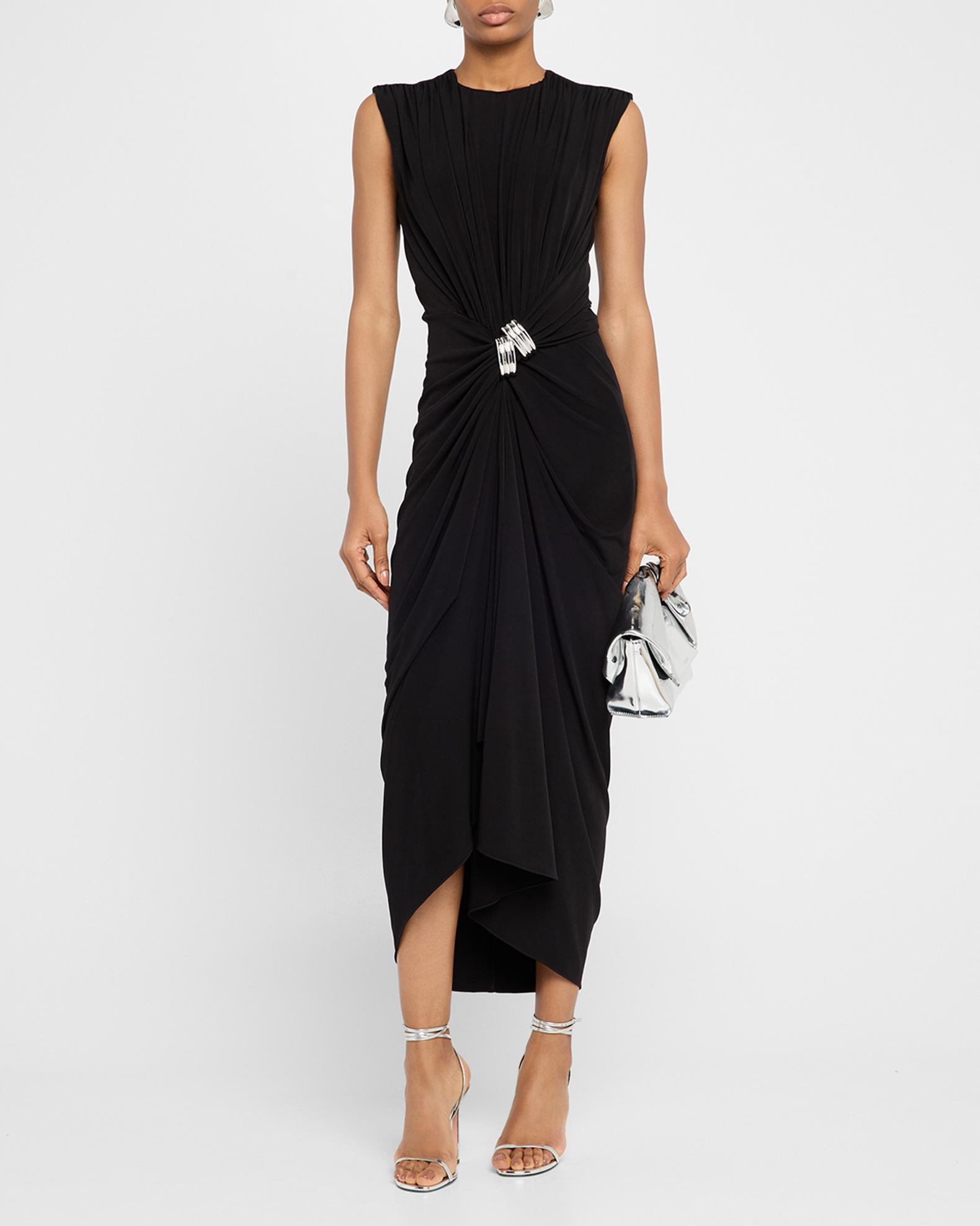 Brandon Maxwell Serena Swirl Draped Midi Dress | Neiman Marcus