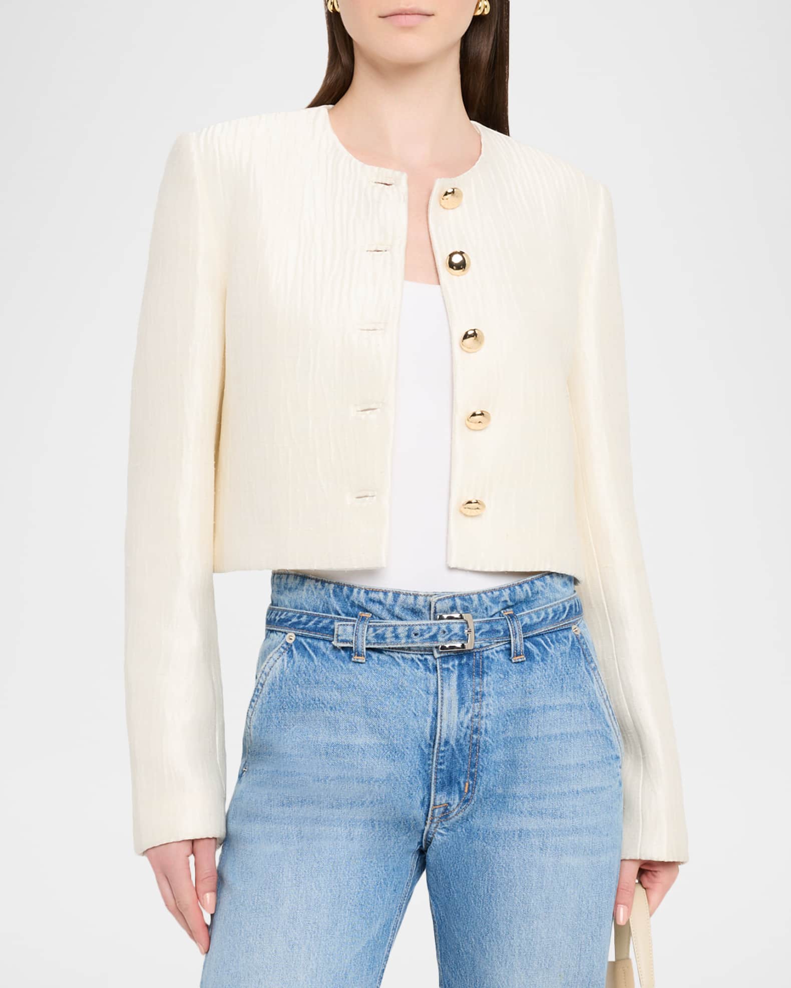Brandon Maxwell The Ryder Crewneck Single-Breasted Jacket | Neiman Marcus