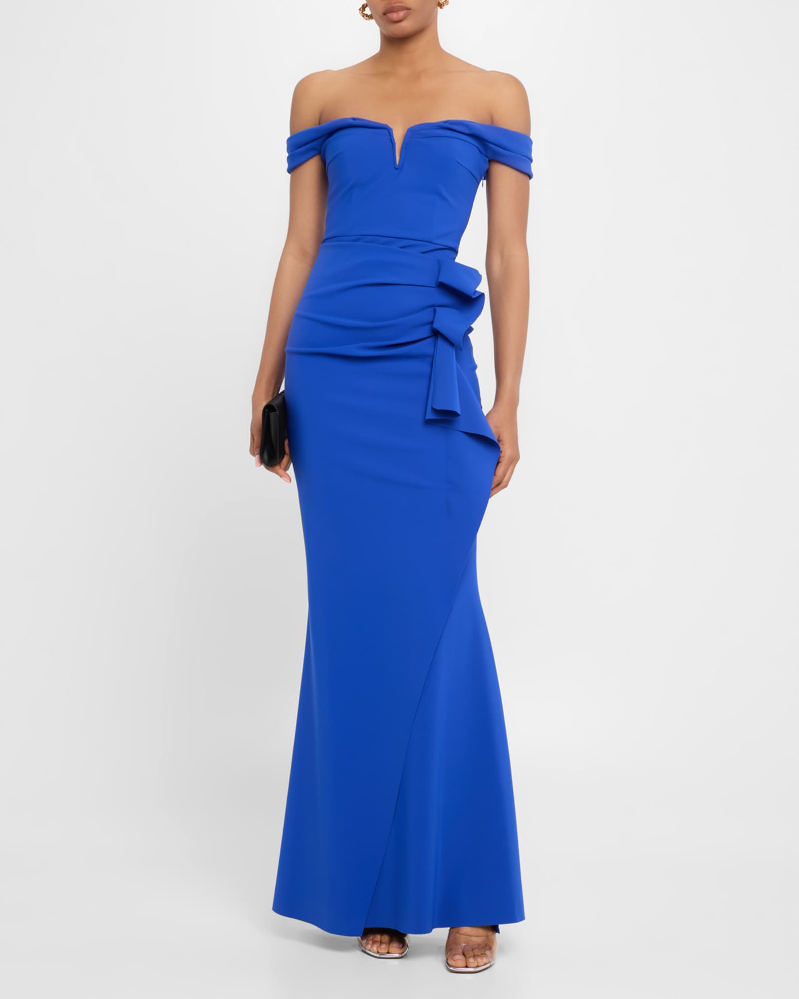 Chiara Boni La Petite Robe Off-Shoulder Ruffle Mermaid Gown | Neiman Marcus