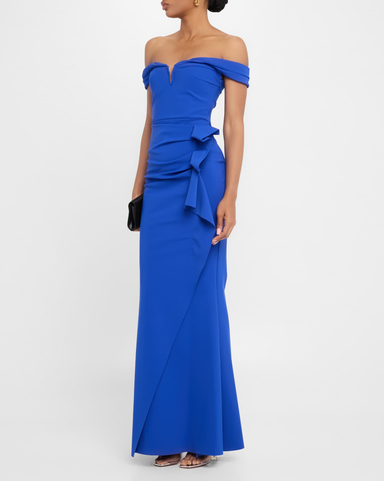 Chiara Boni La Petite Robe Off-Shoulder Ruffle Mermaid Gown | Neiman Marcus