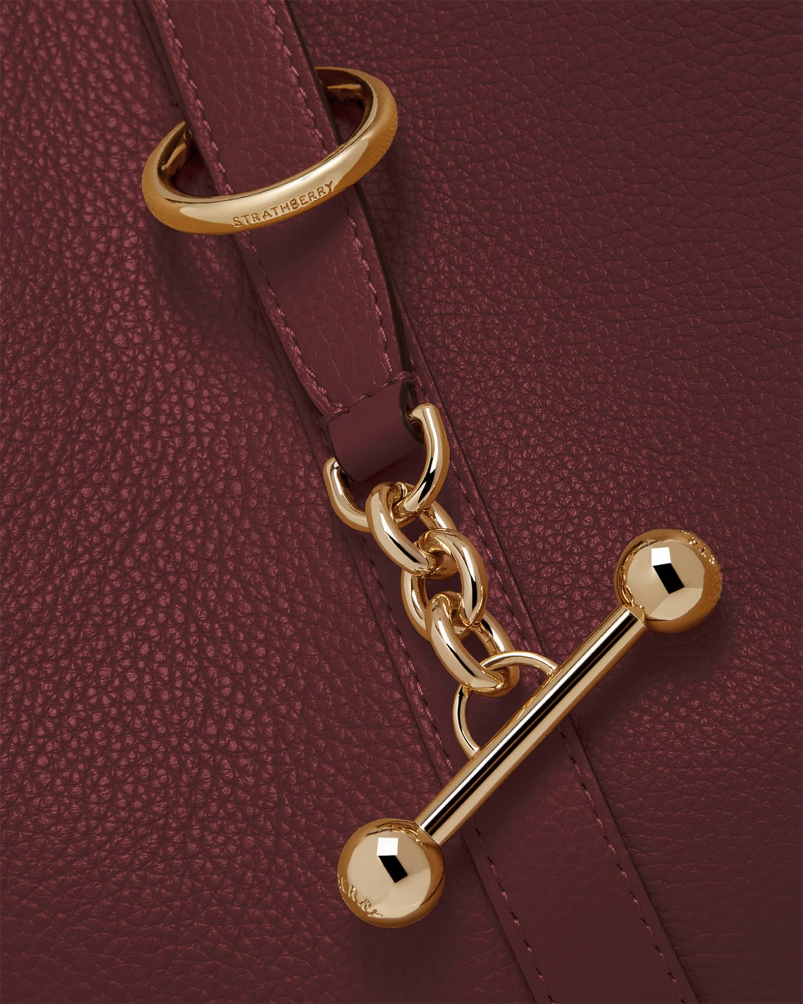 STRATHBERRY Kite Fine Grain Leather Toggle Hobo Bag | Neiman Marcus