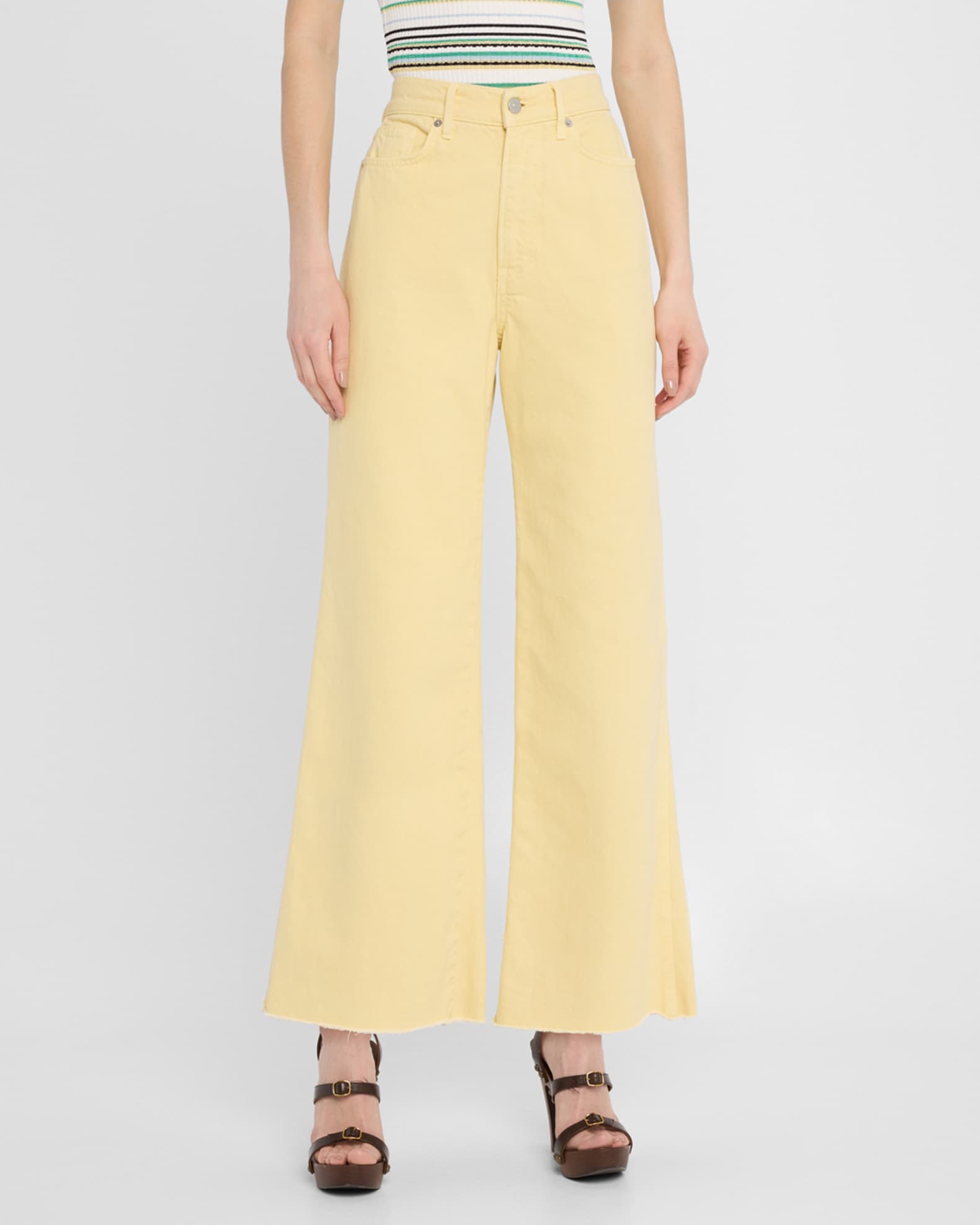 Veronica Beard Taylor Cropped High-Rise Wide Jeans | Neiman Marcus