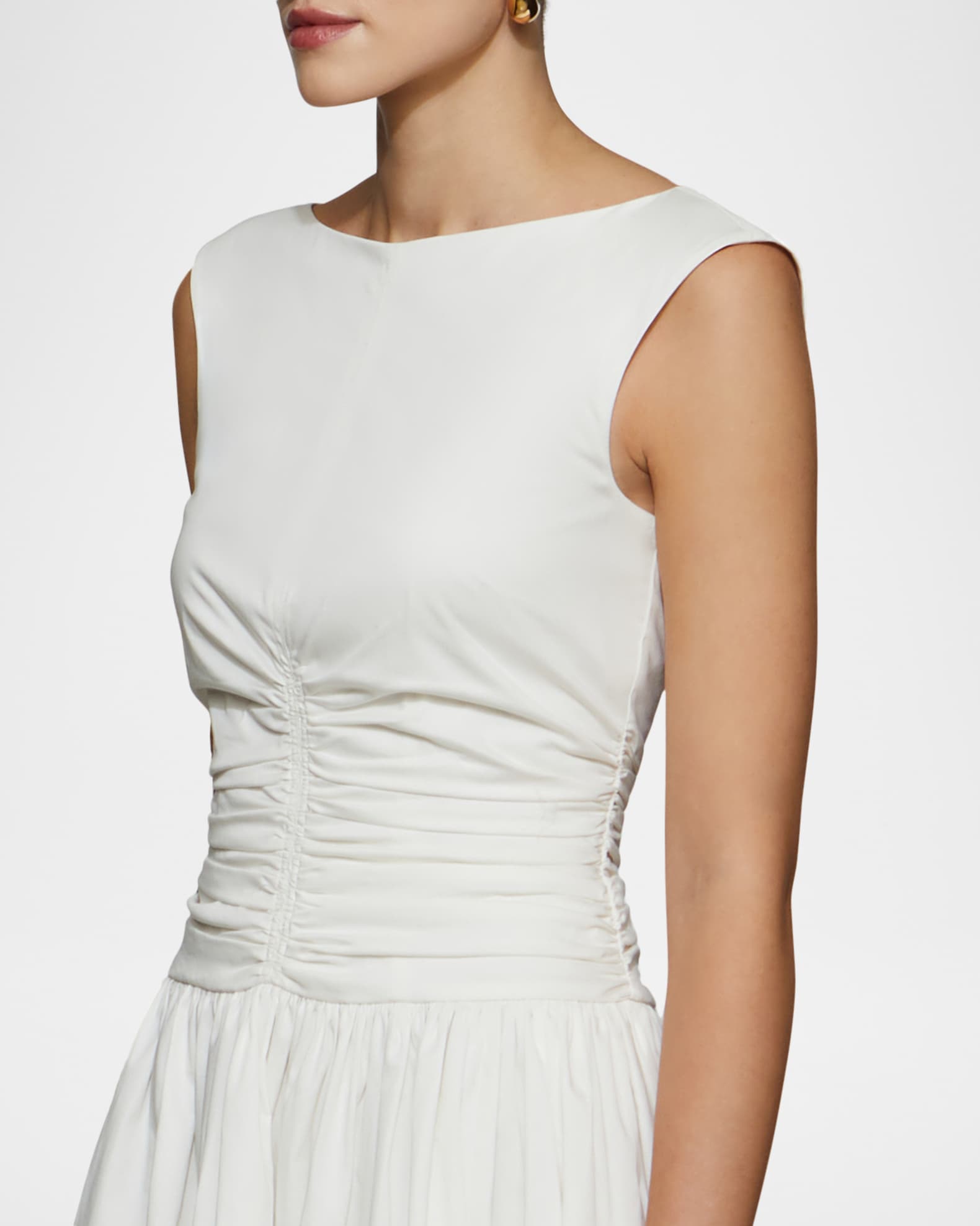 Et Ochs Imani Ruched Cotton Poplin Midi Dress | Neiman Marcus