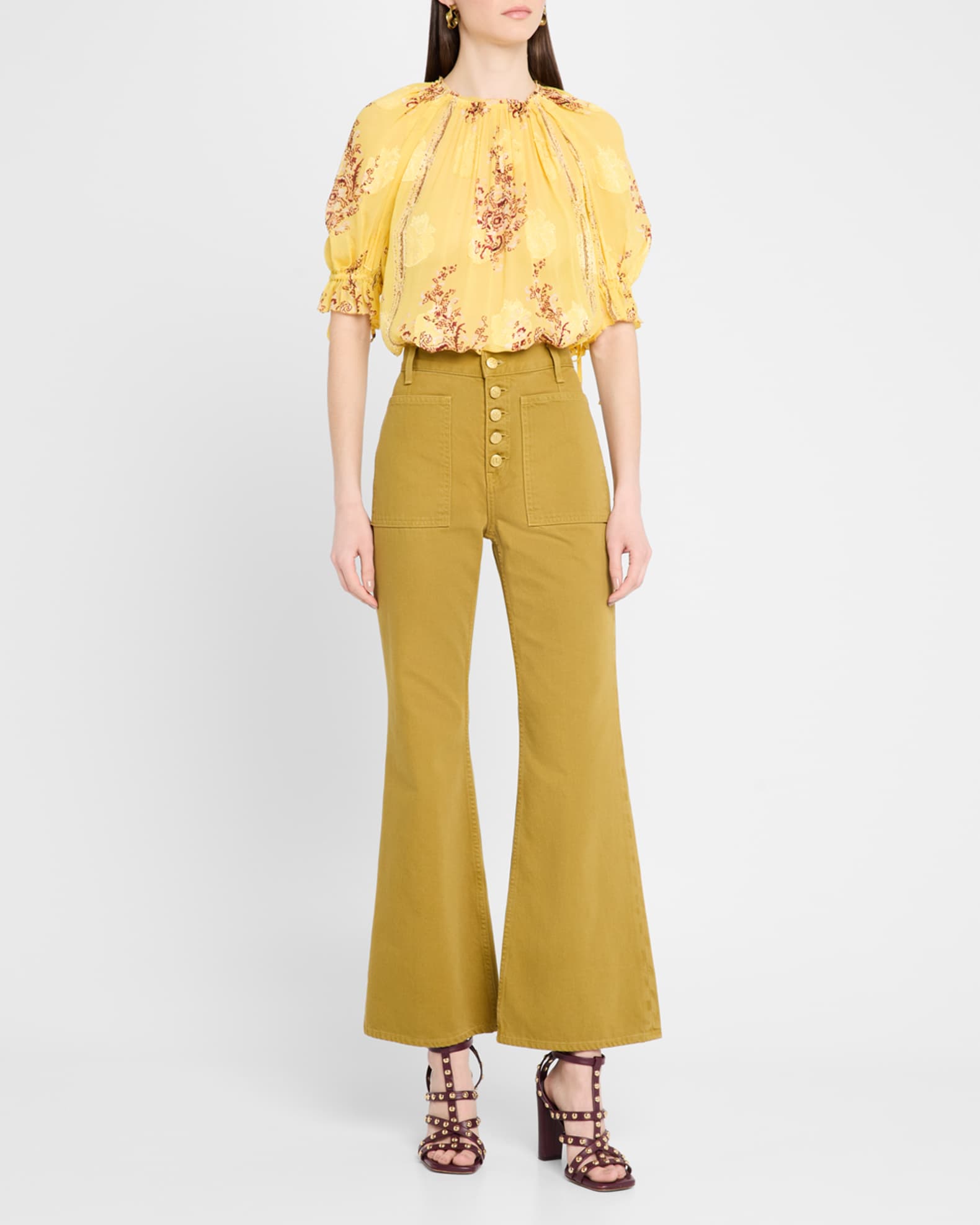 Ulla Johnson Pippa Short-Sleeve Blouse | Neiman Marcus