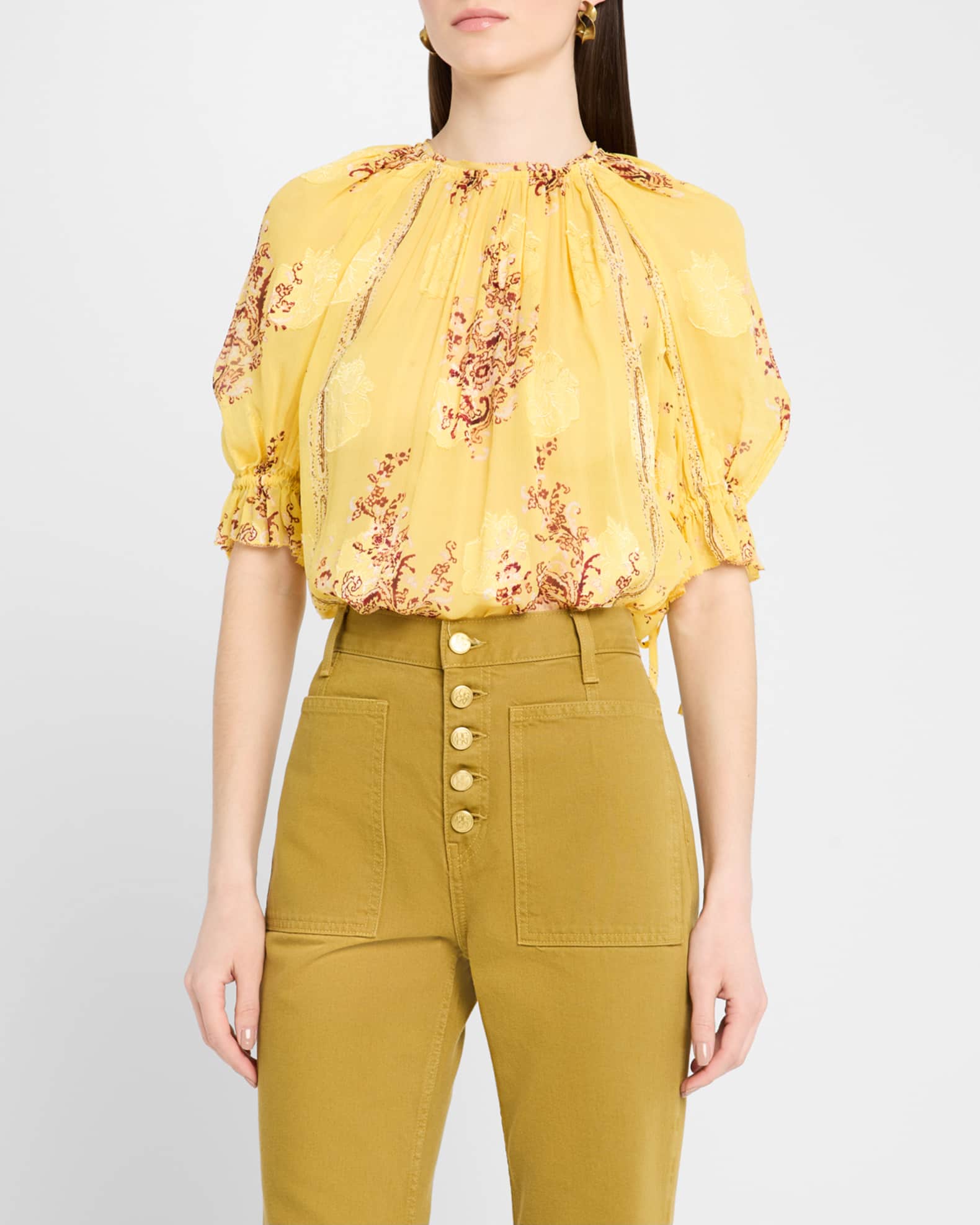 Ulla Johnson Pippa Short-Sleeve Blouse | Neiman Marcus