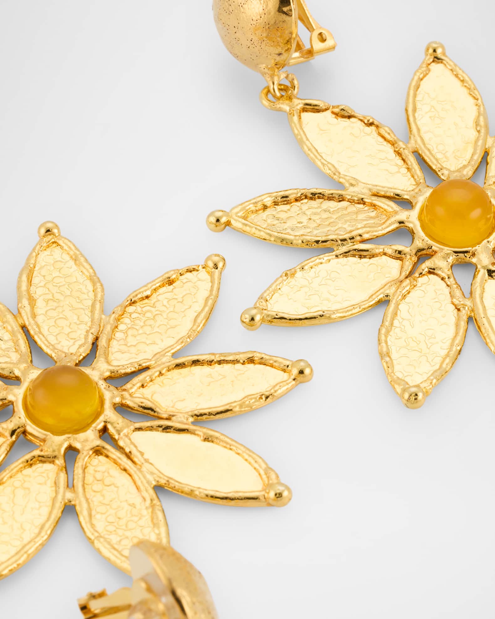 Sylvia Toledano Yellow Onyx Flower Clip Earrings | Neiman Marcus