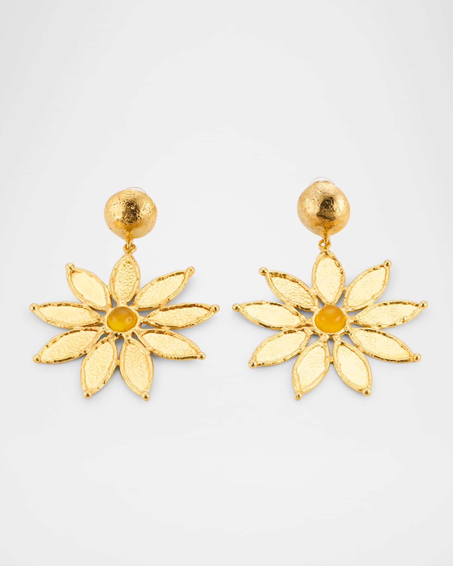 Sylvia Toledano Yellow Onyx Flower Clip Earrings | Neiman Marcus