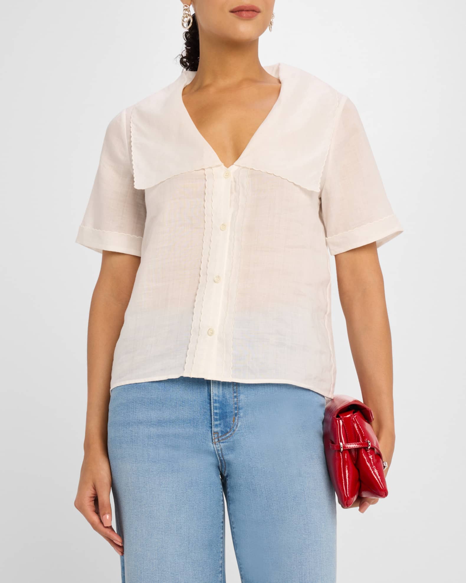FRAME The Scallop Sailor Blouse | Neiman Marcus