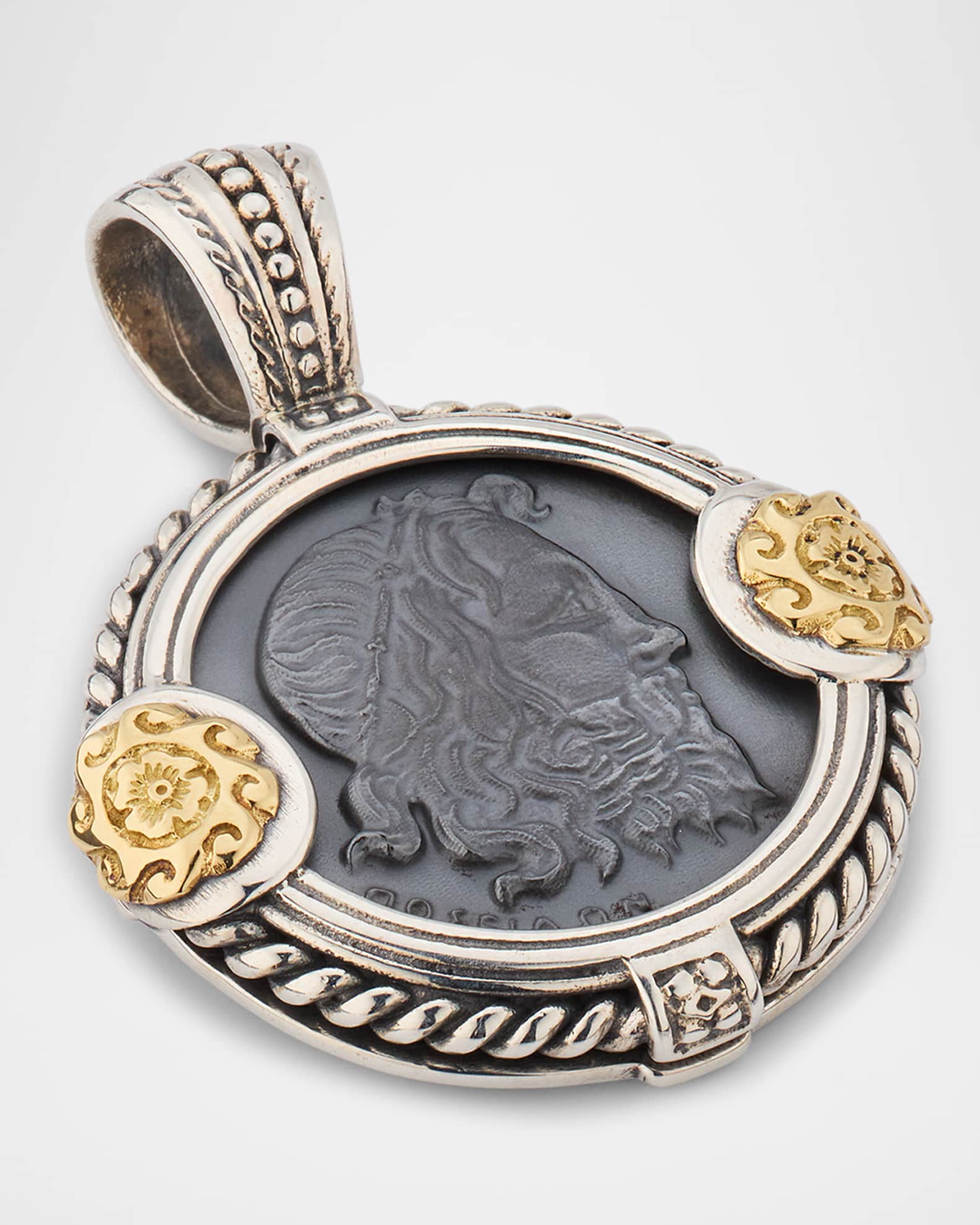 Konstantino Men's Hydra Hematite Coin Pendant | Neiman Marcus