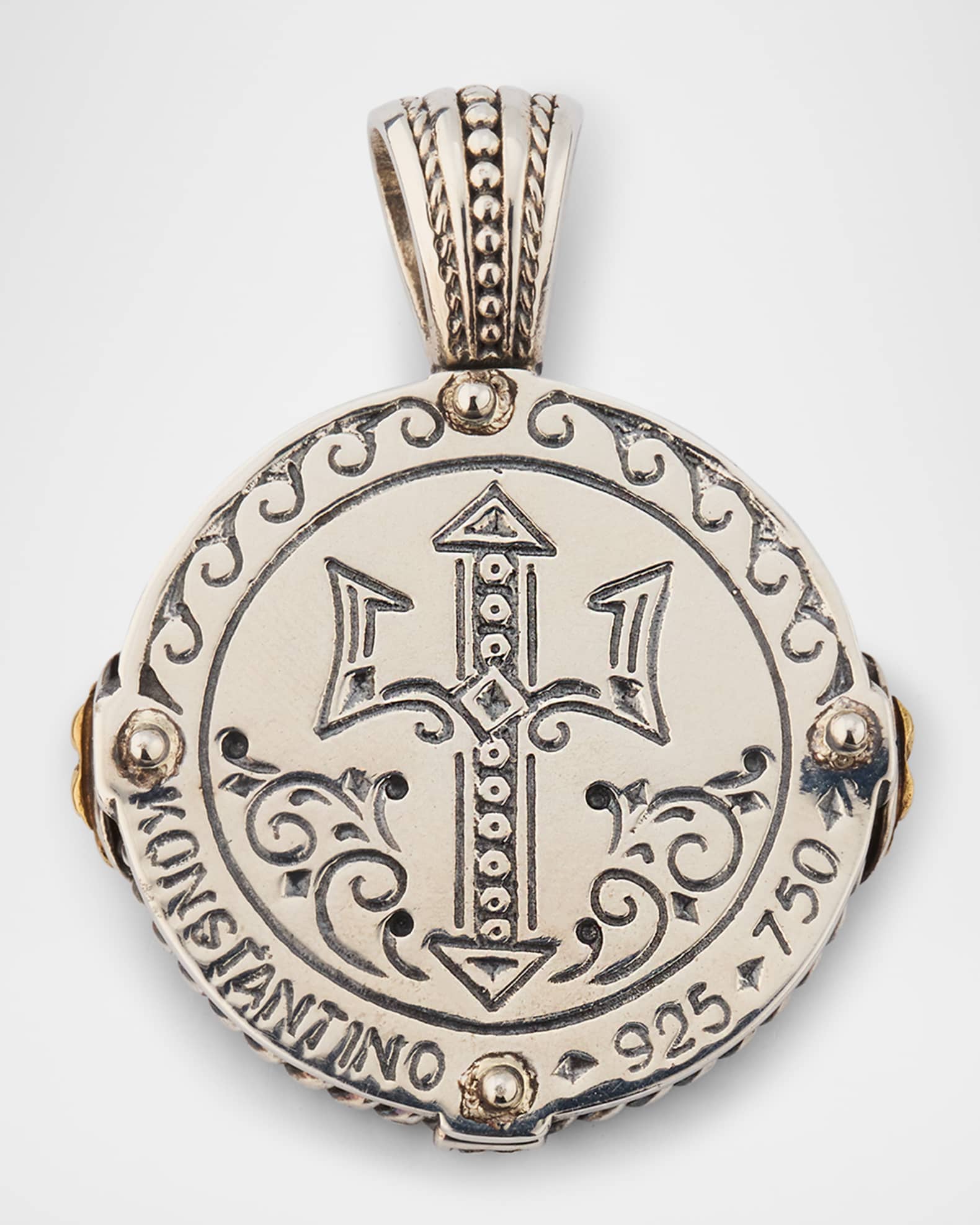 Konstantino Men's Hydra Hematite Coin Pendant | Neiman Marcus