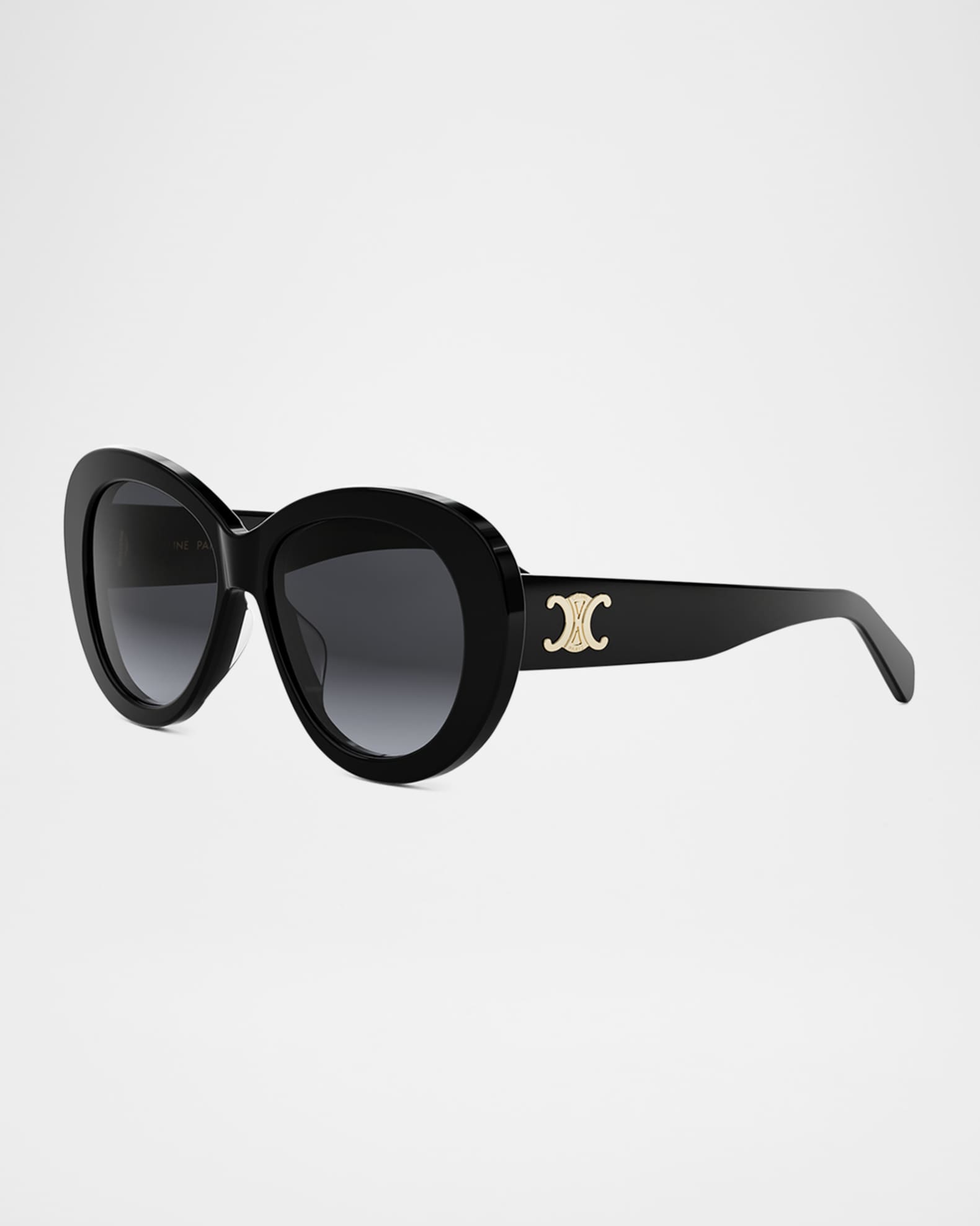 Celine Triomphe Logo Oval Acetate Sunglasses | Neiman Marcus