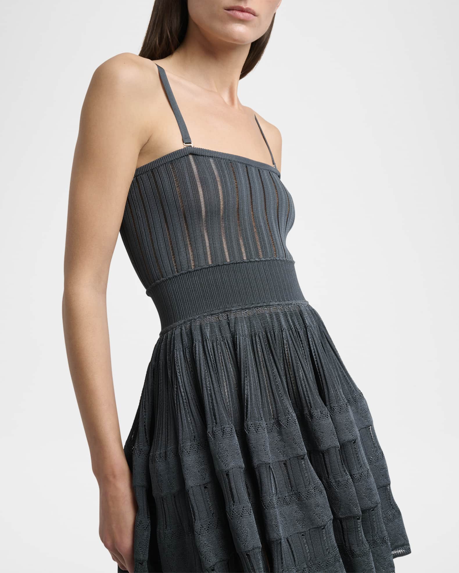 ALAIA A-Line Crinoline Mini Dress with Removable Straps | Neiman Marcus