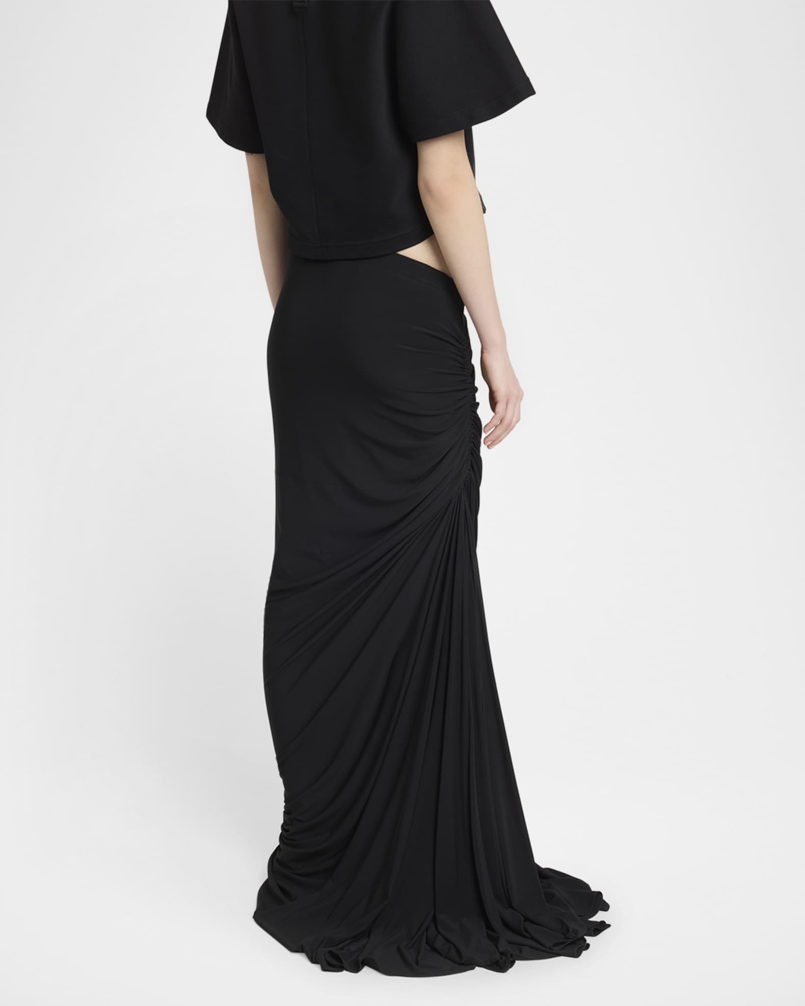 ALAIA Ruched Long Skirt | Neiman Marcus