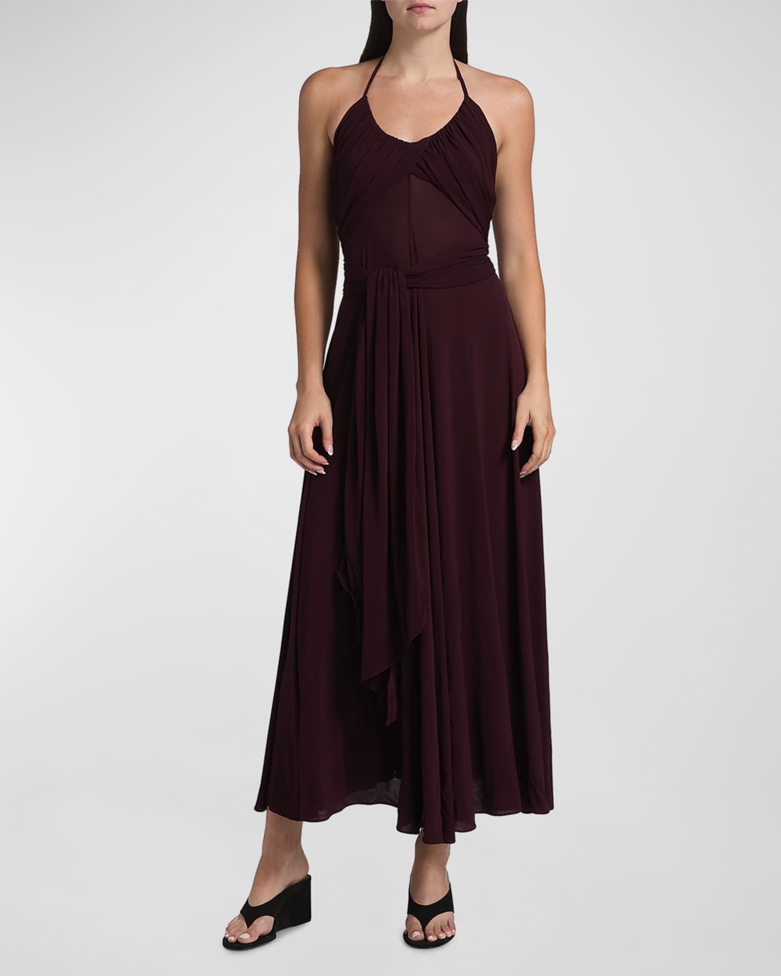 ALAIA Draped Halter Backless Gown | Neiman Marcus