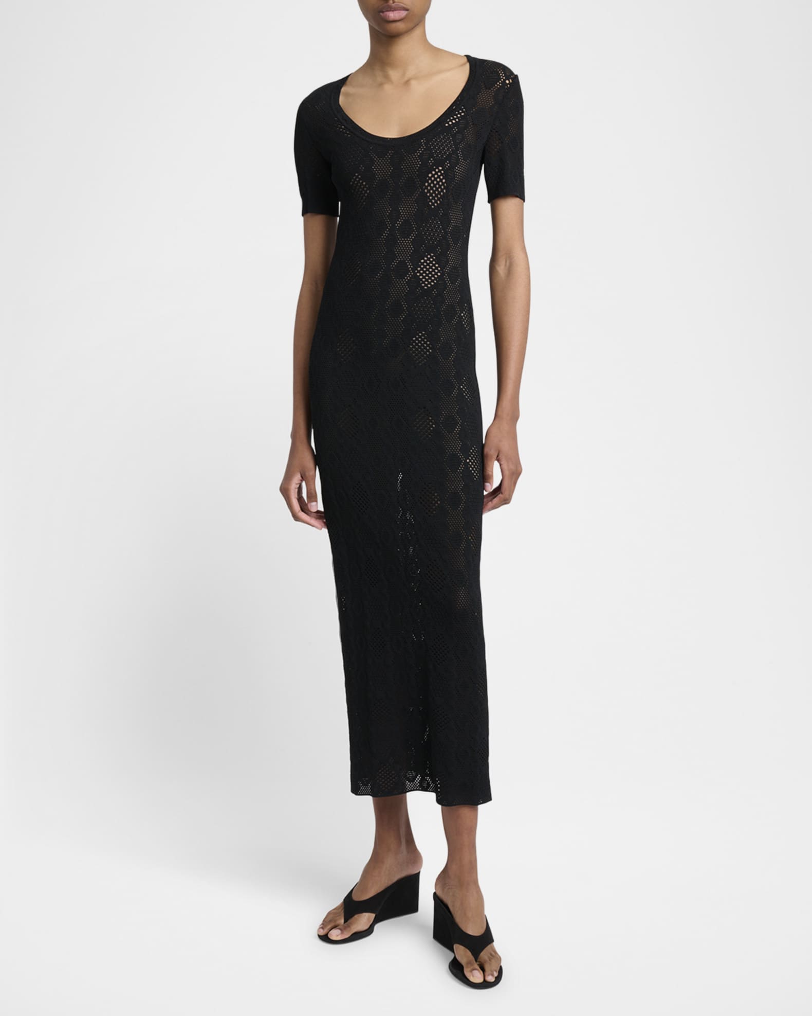 ALAIA Python Lace Knit Midi Dress | Neiman Marcus
