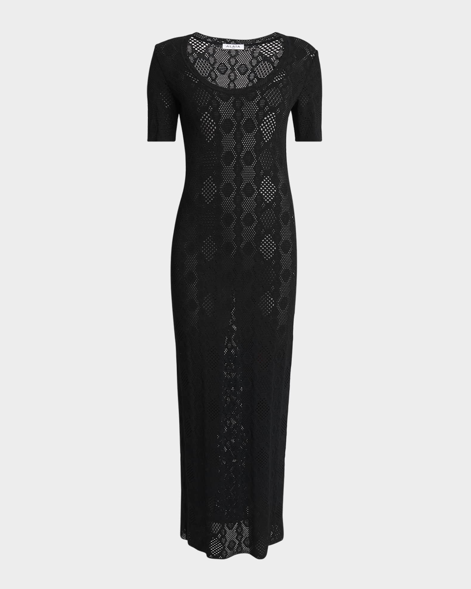 ALAIA Python Lace Knit Midi Dress | Neiman Marcus