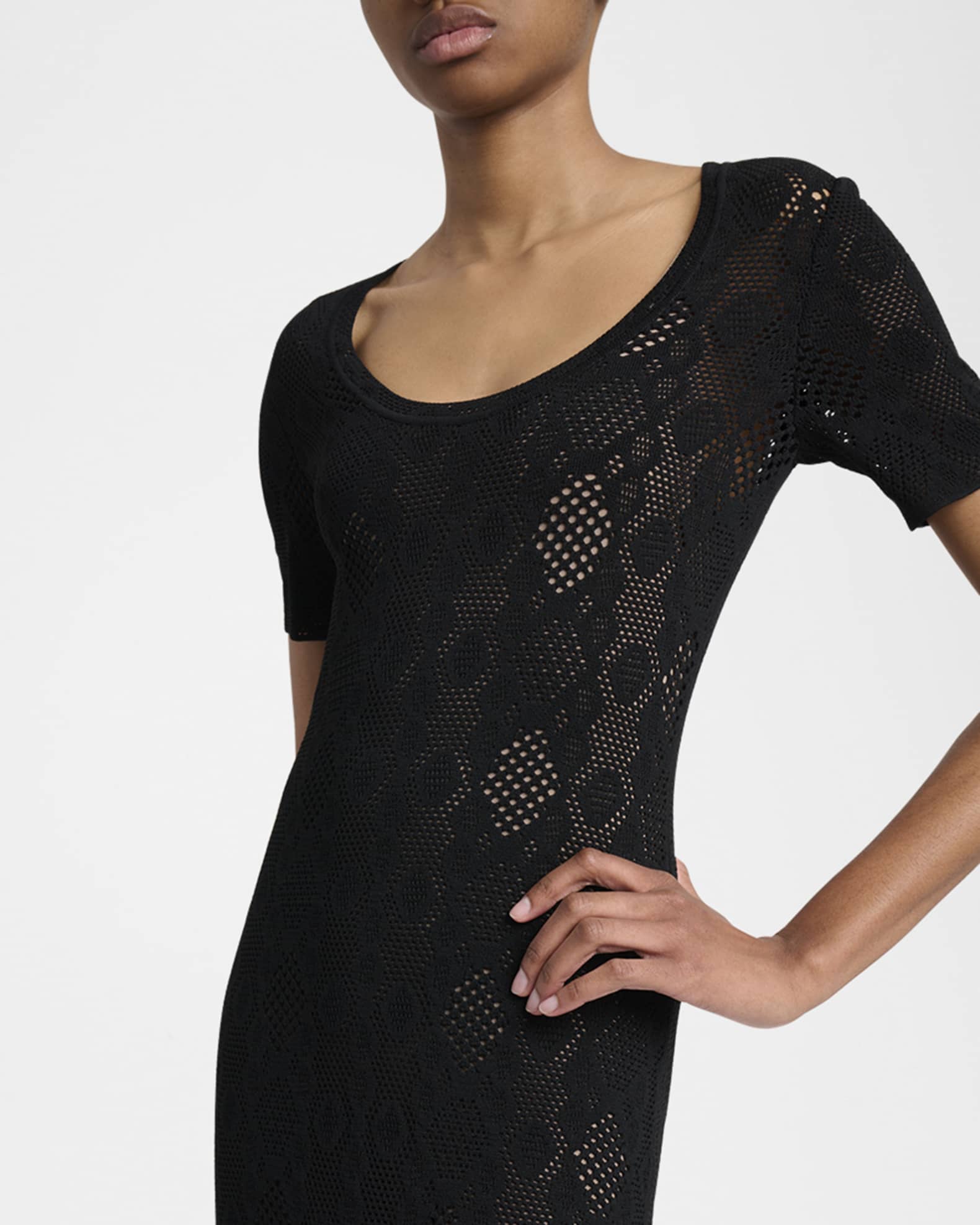 ALAIA Python Lace Knit Midi Dress | Neiman Marcus