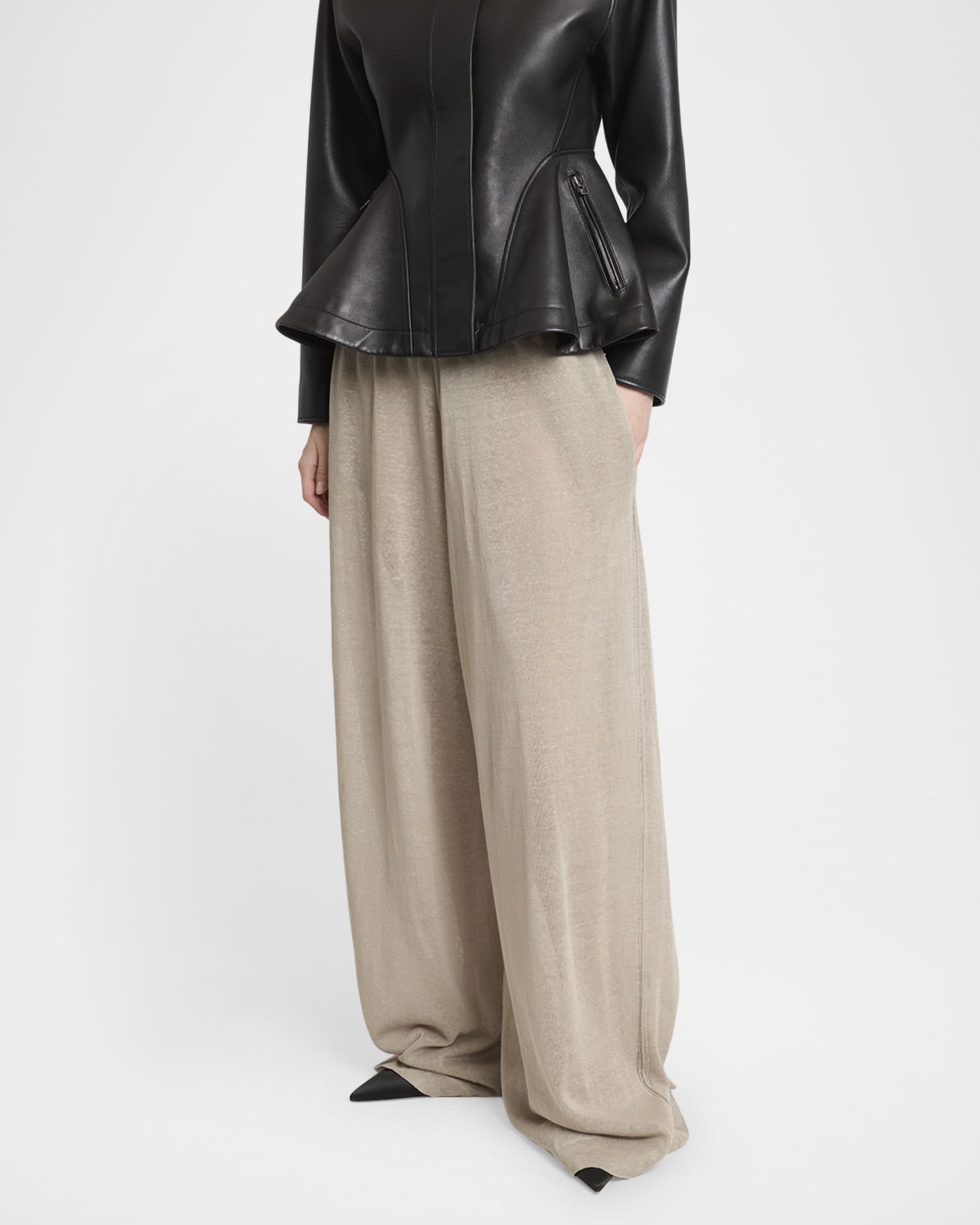 ALAIA Flowy Silk Linen Knit Pants | Neiman Marcus