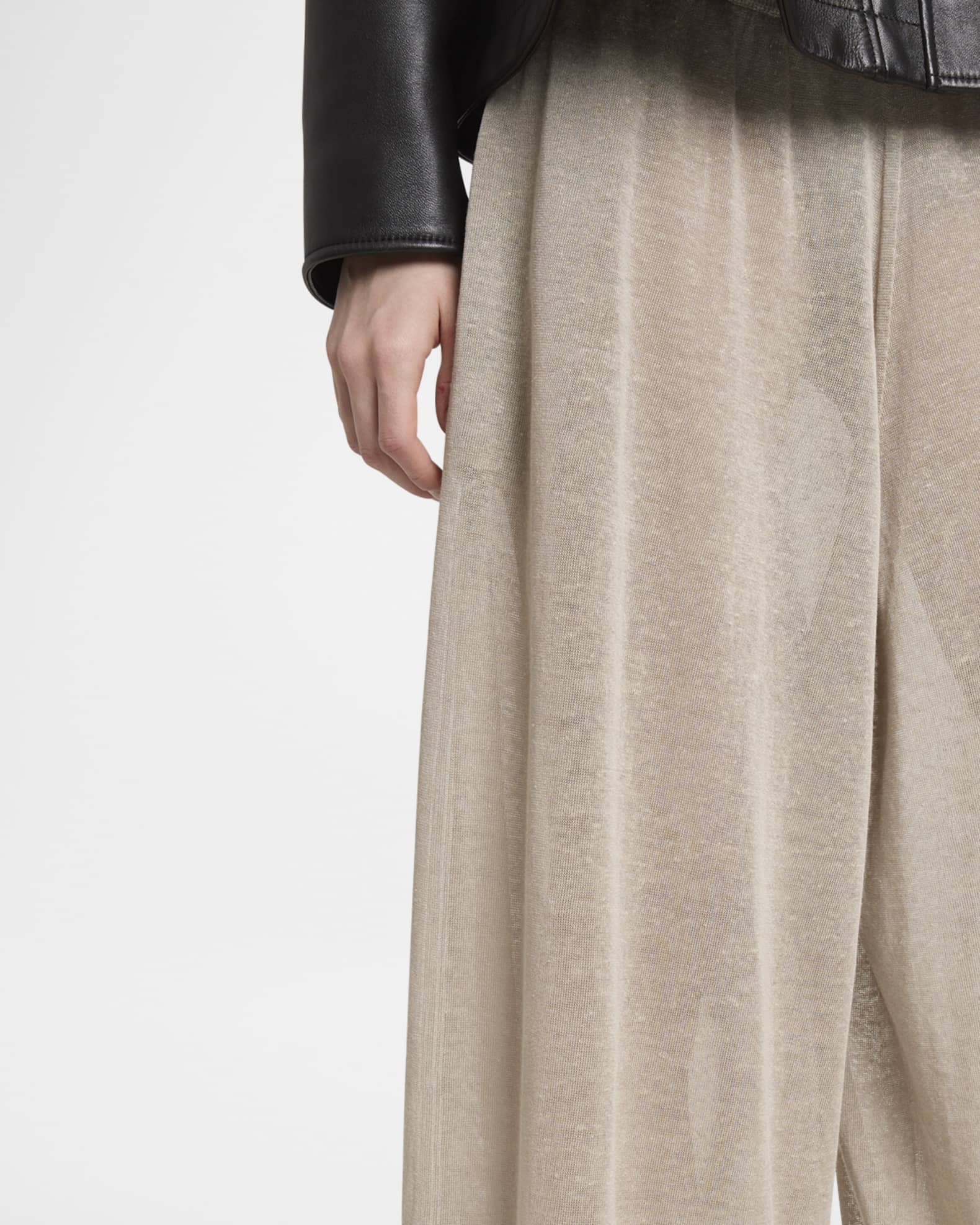 ALAIA Flowy Silk Linen Knit Pants | Neiman Marcus