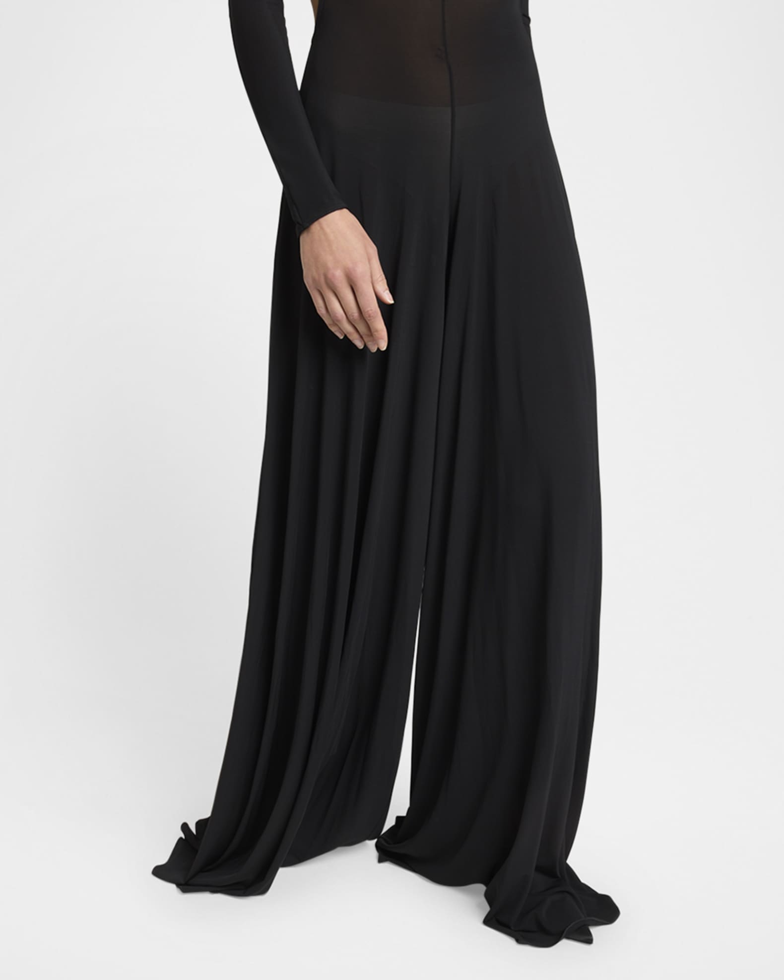 ALAIA Sheer Open-Back Turtleneck Jumpsuit | Neiman Marcus