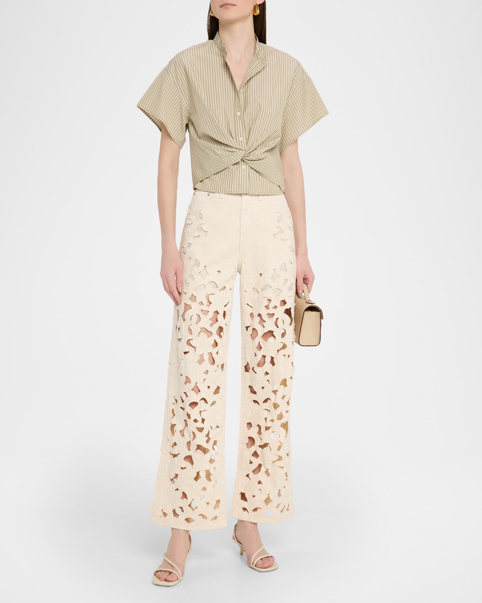 Rag & Bone Gretchen Stripe Twist-Front Shirt | Neiman Marcus