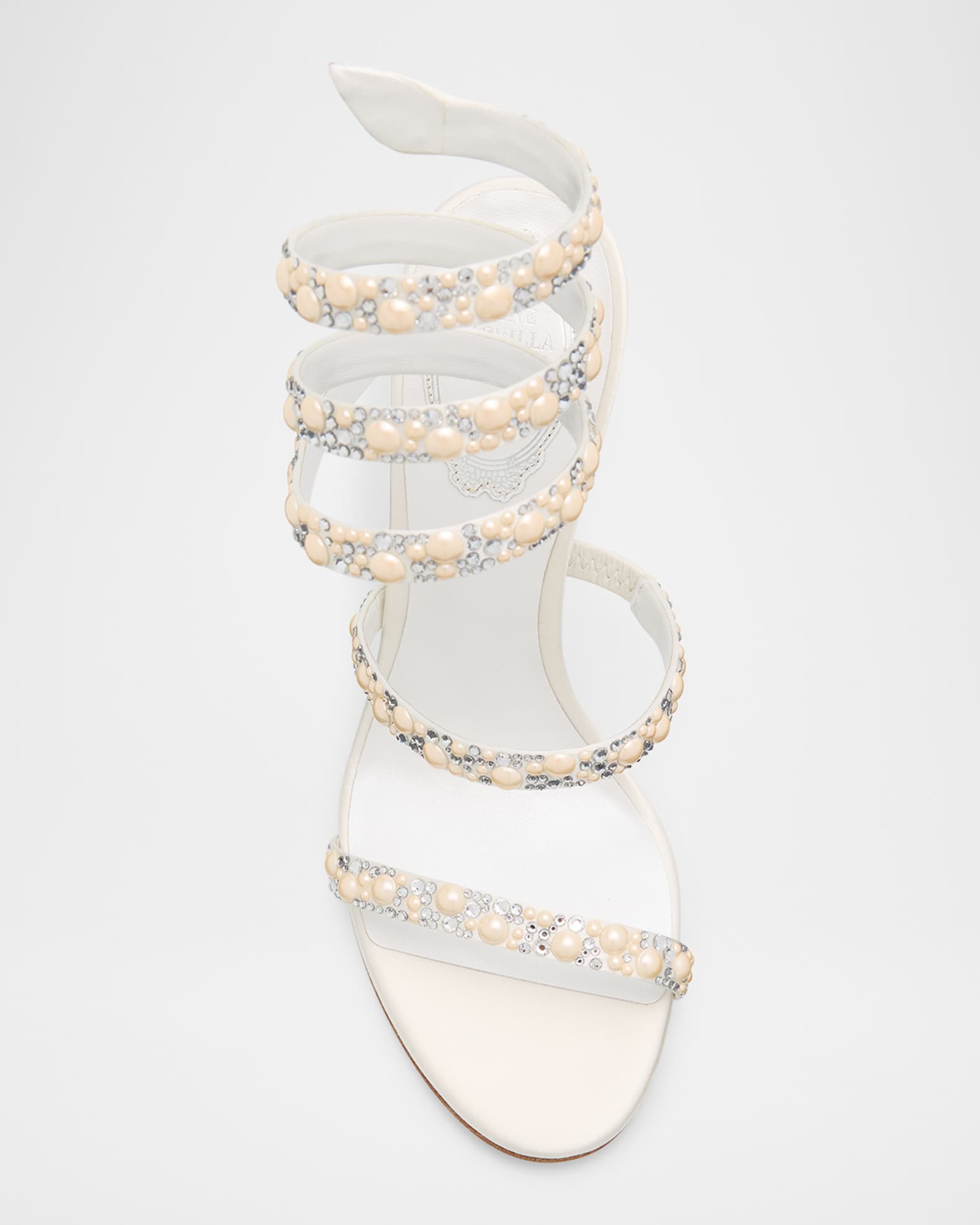 Rene Caovilla Cleo Satin Crystal Snake-Wrap Sandals | Neiman Marcus