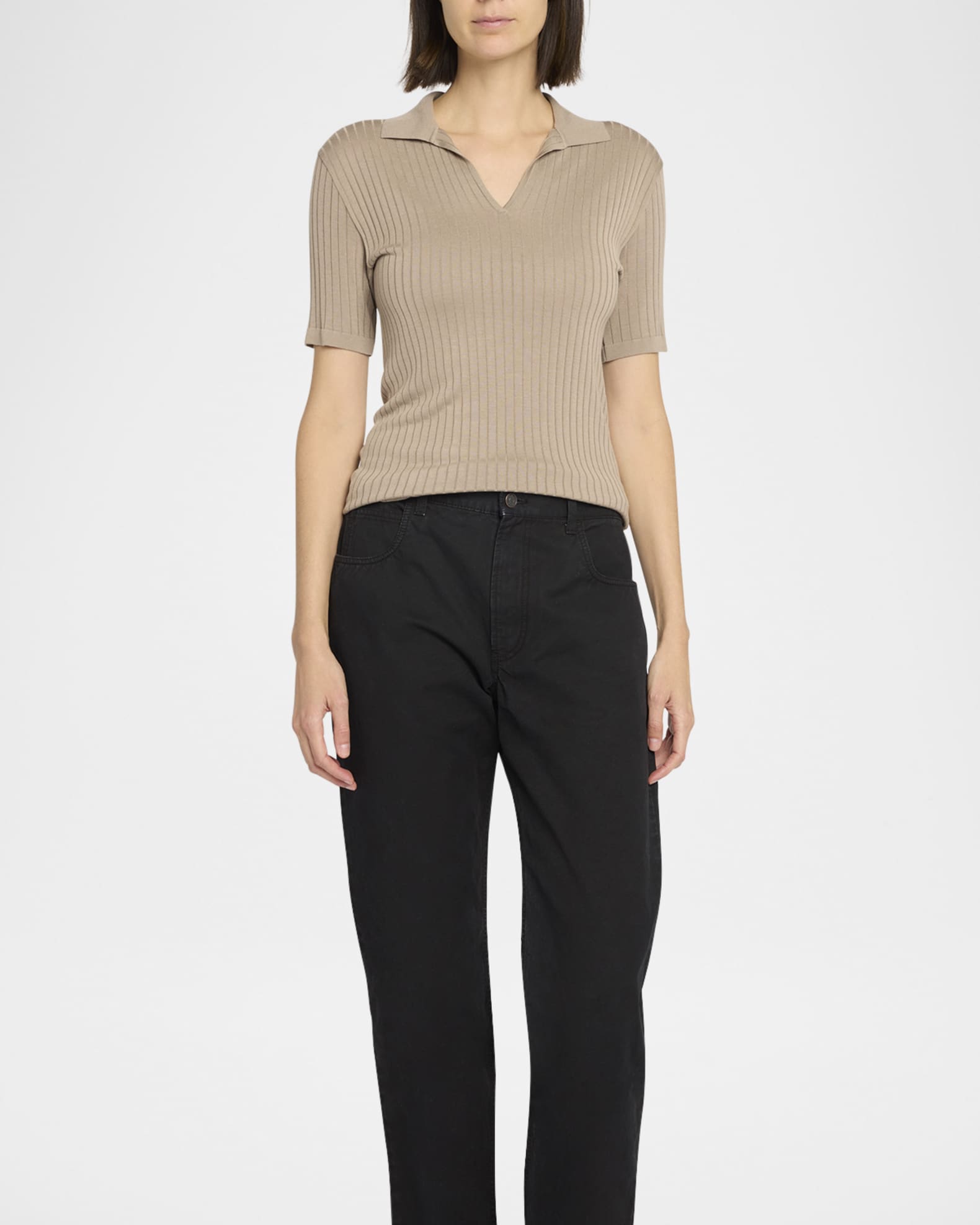 THE ROW Kaiomi Ribbed Short-Sleeve Top | Neiman Marcus