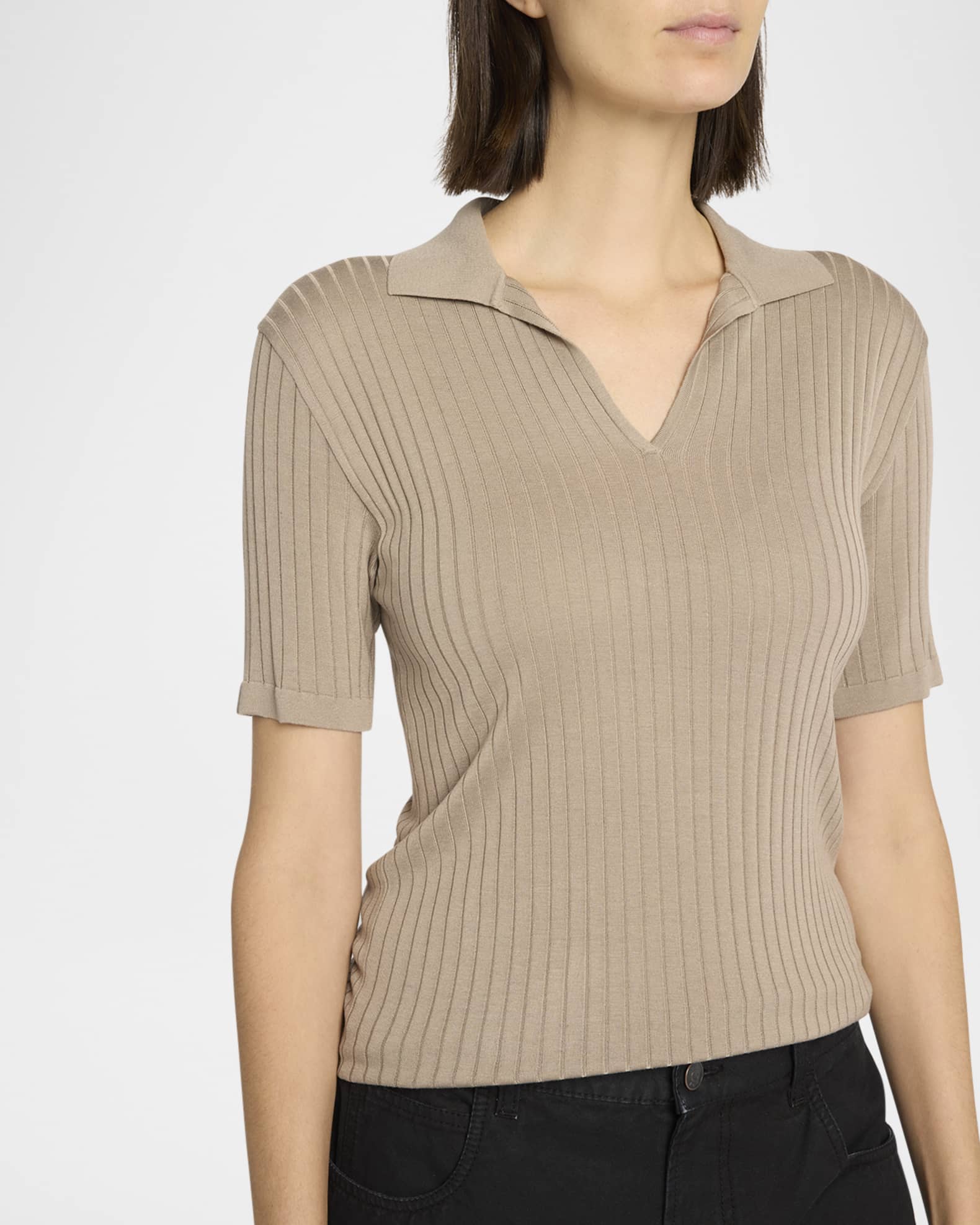 THE ROW Kaiomi Ribbed Short-Sleeve Top | Neiman Marcus