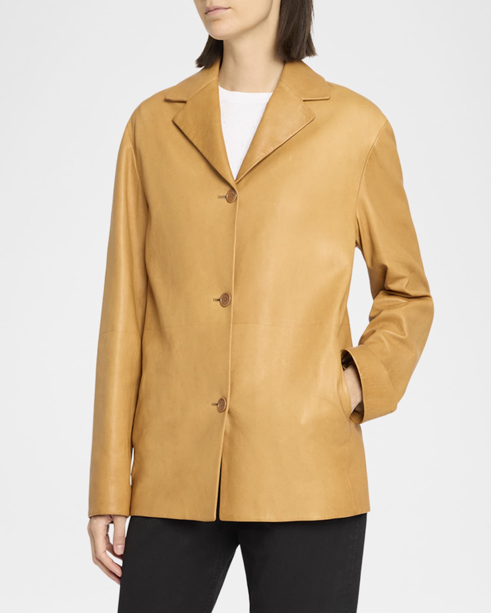 THE ROW Fabian Single-Breasted Leather Jacket | Neiman Marcus