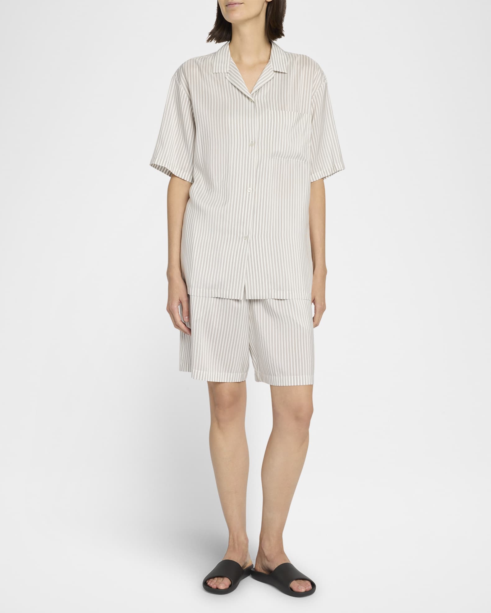 THE ROW Jorge Striped Silk Camp Shirt | Neiman Marcus