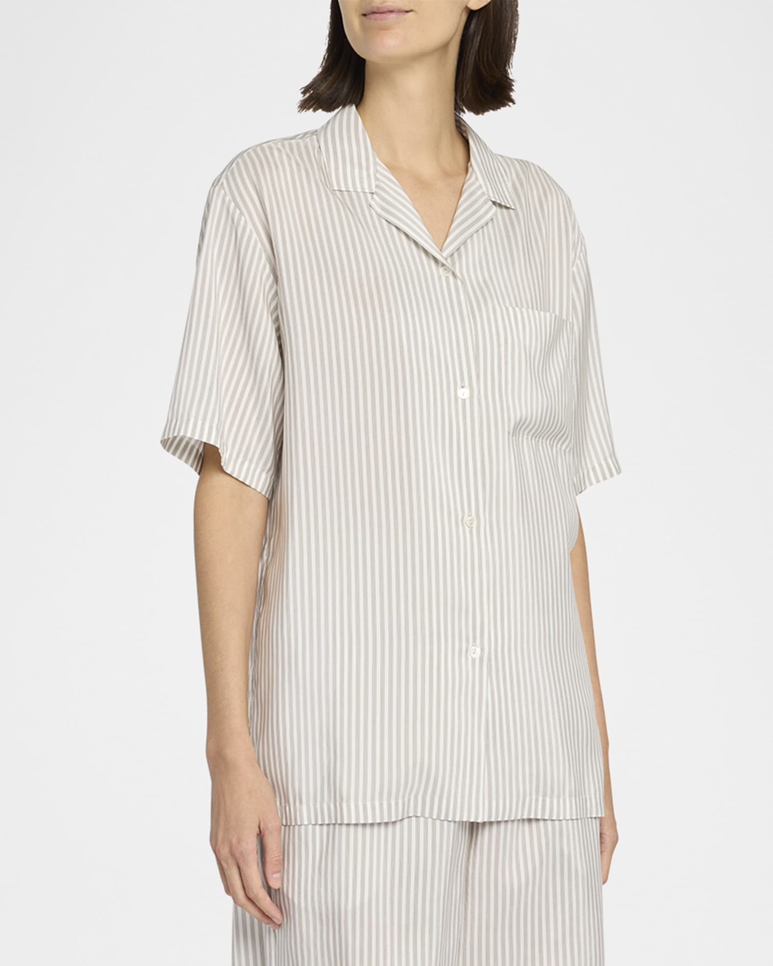 THE ROW Jorge Striped Silk Camp Shirt | Neiman Marcus
