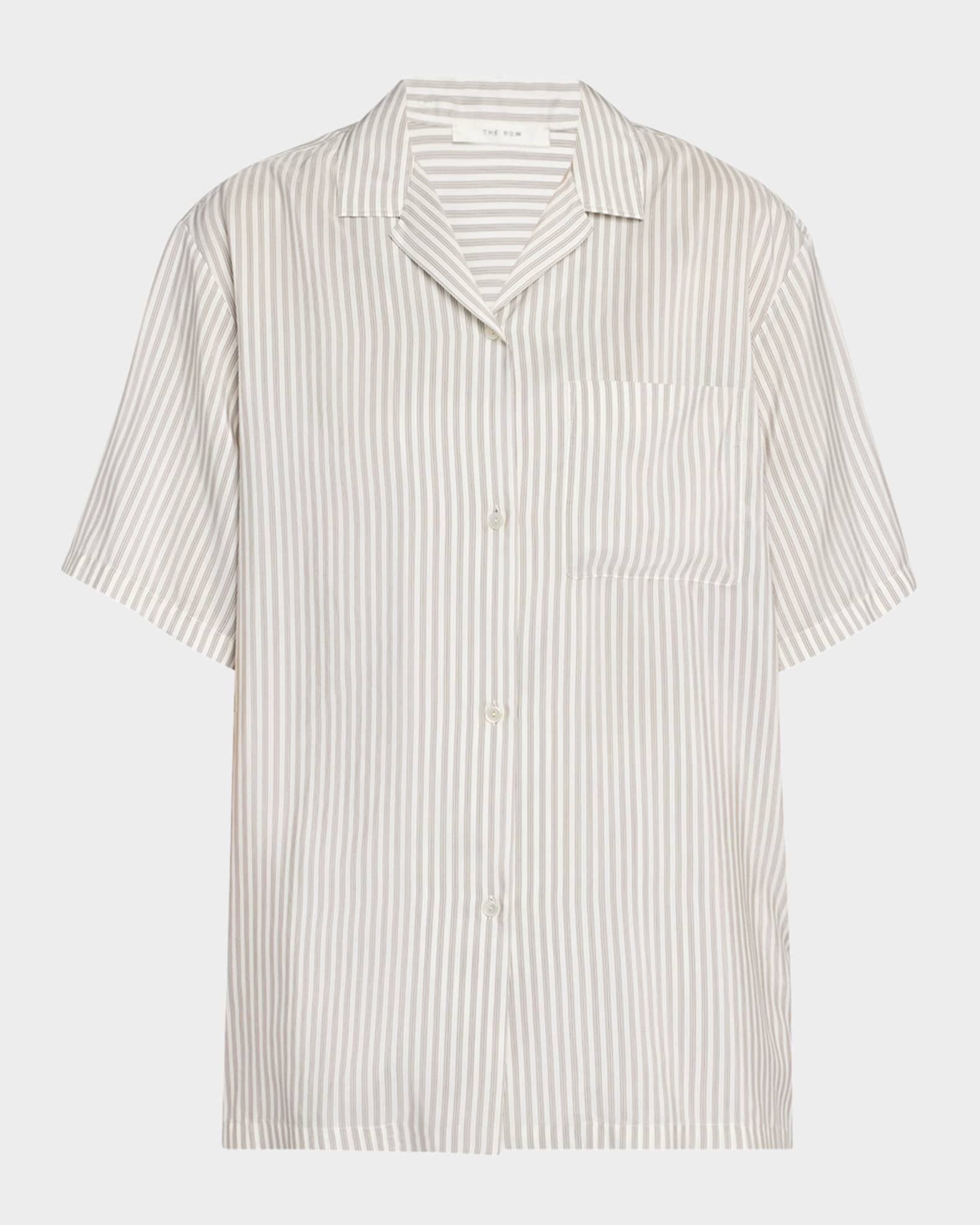 THE ROW Jorge Striped Silk Camp Shirt | Neiman Marcus