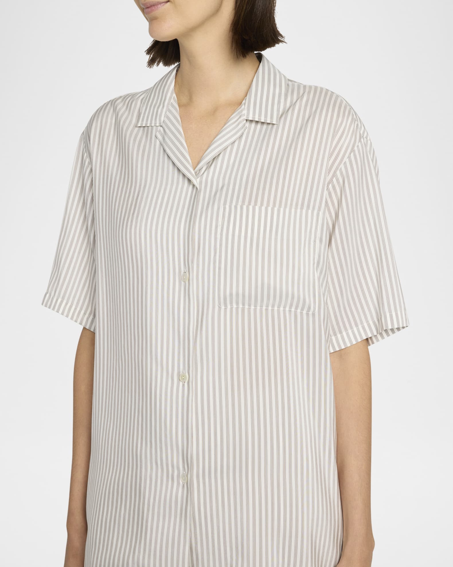 THE ROW Jorge Striped Silk Camp Shirt | Neiman Marcus