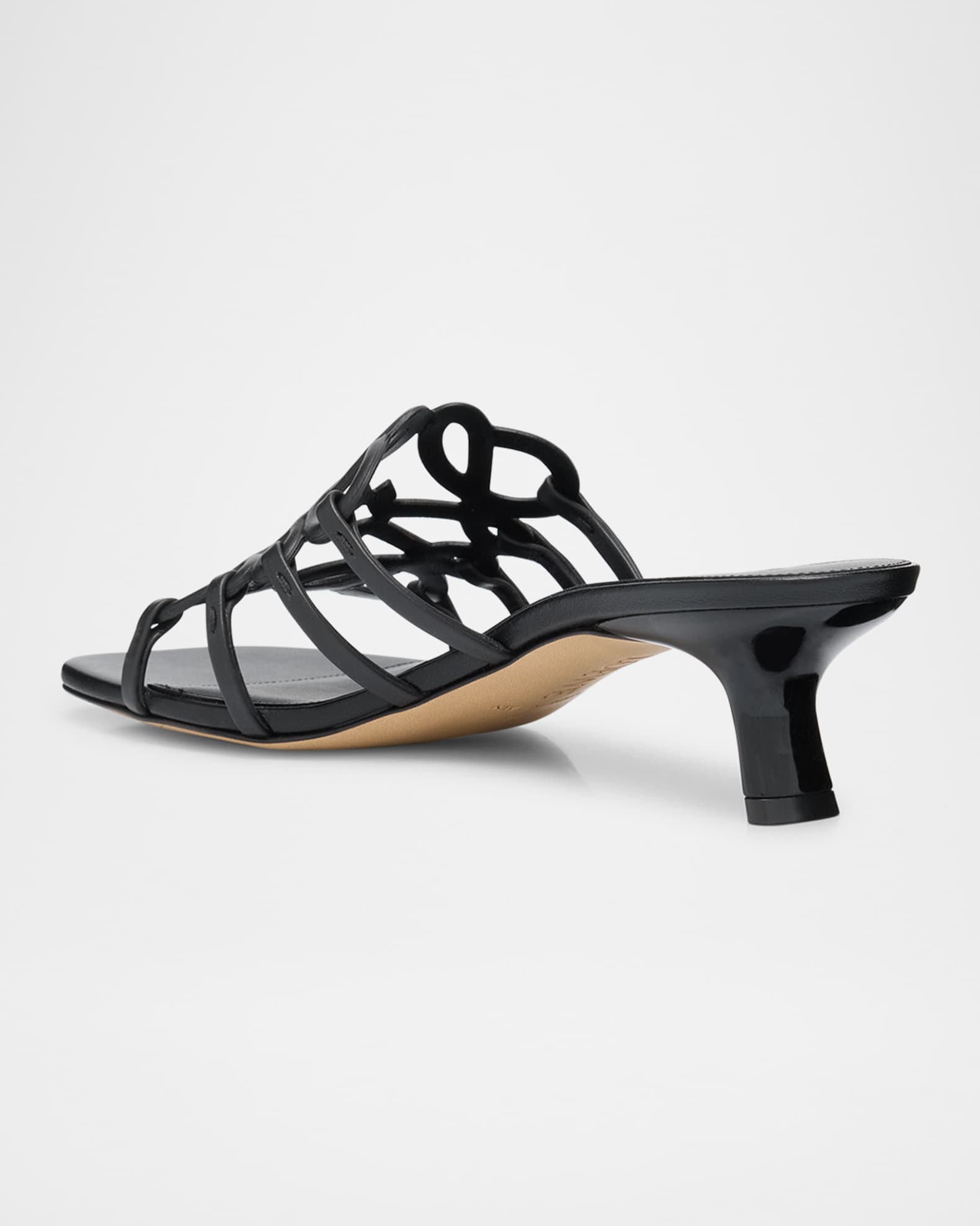 Loewe Petal Anagram Leather Caged Mule Sandals | Neiman Marcus