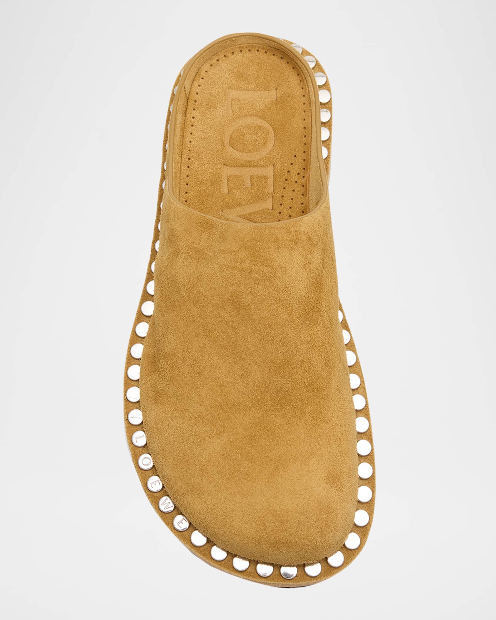 Loewe Men's Rivet Calfskin Suede Mules | Neiman Marcus