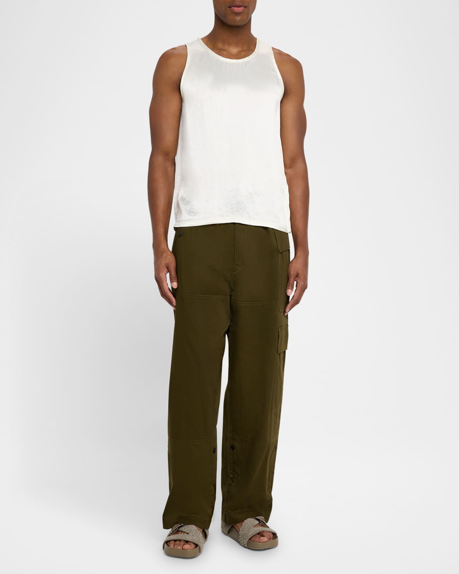 Loewe Men's Ease Brushed Suede Buckle Slide Sandals | Neiman Marcus