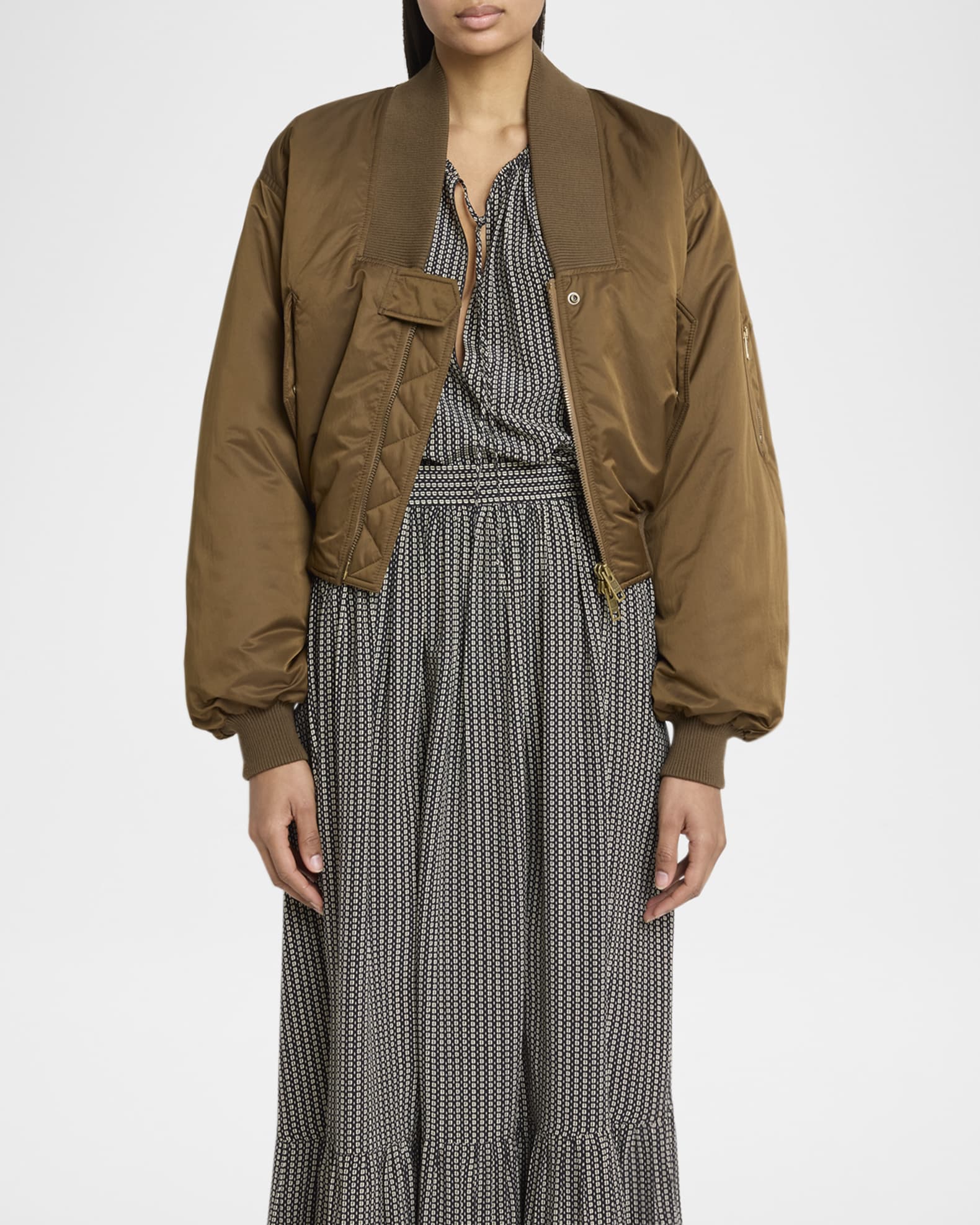 Chloe V-Neck Bomber Jacket | Neiman Marcus