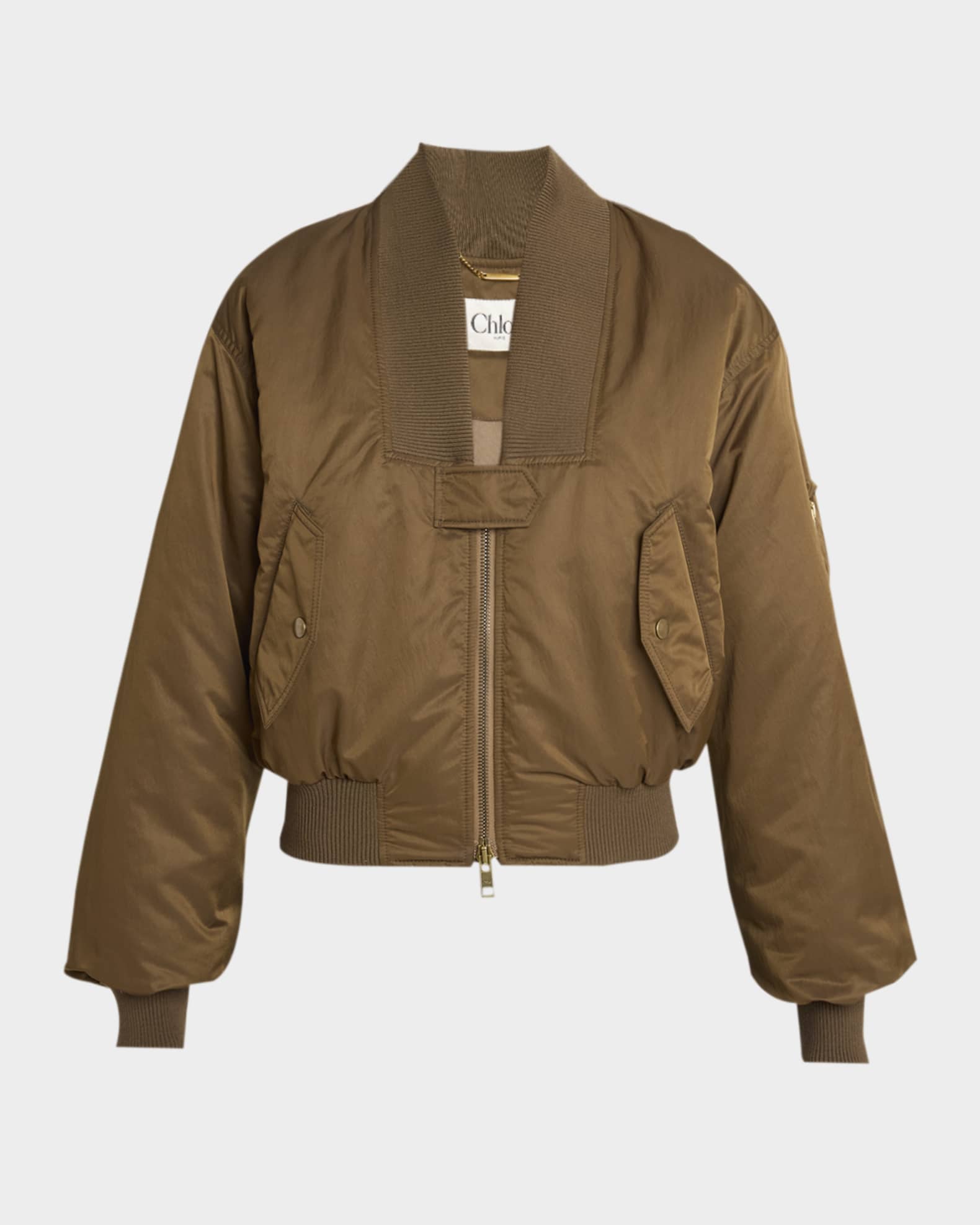 Chloe V-Neck Bomber Jacket | Neiman Marcus