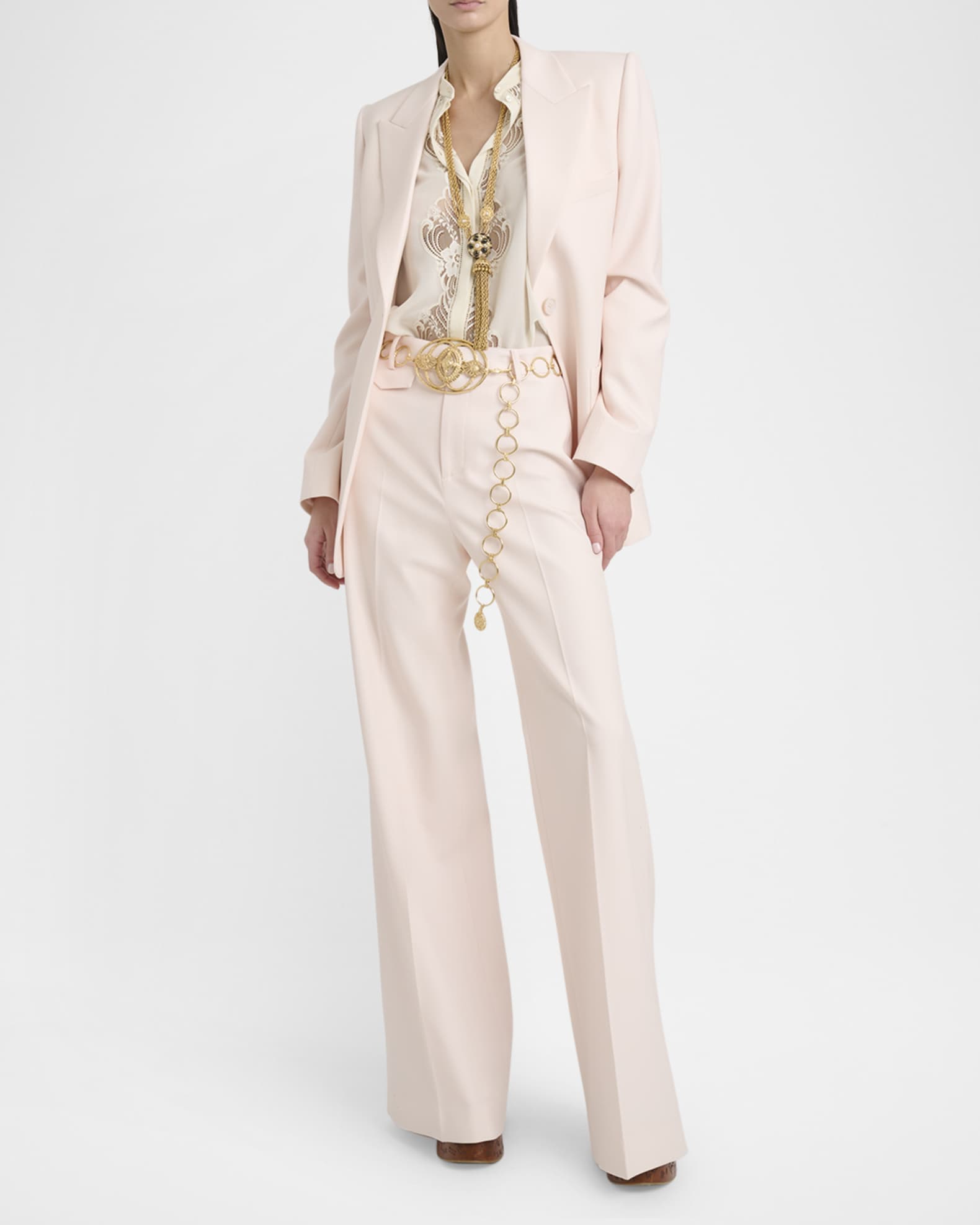 Chloe High-Rise Wide-Leg Suiting Trousers | Neiman Marcus