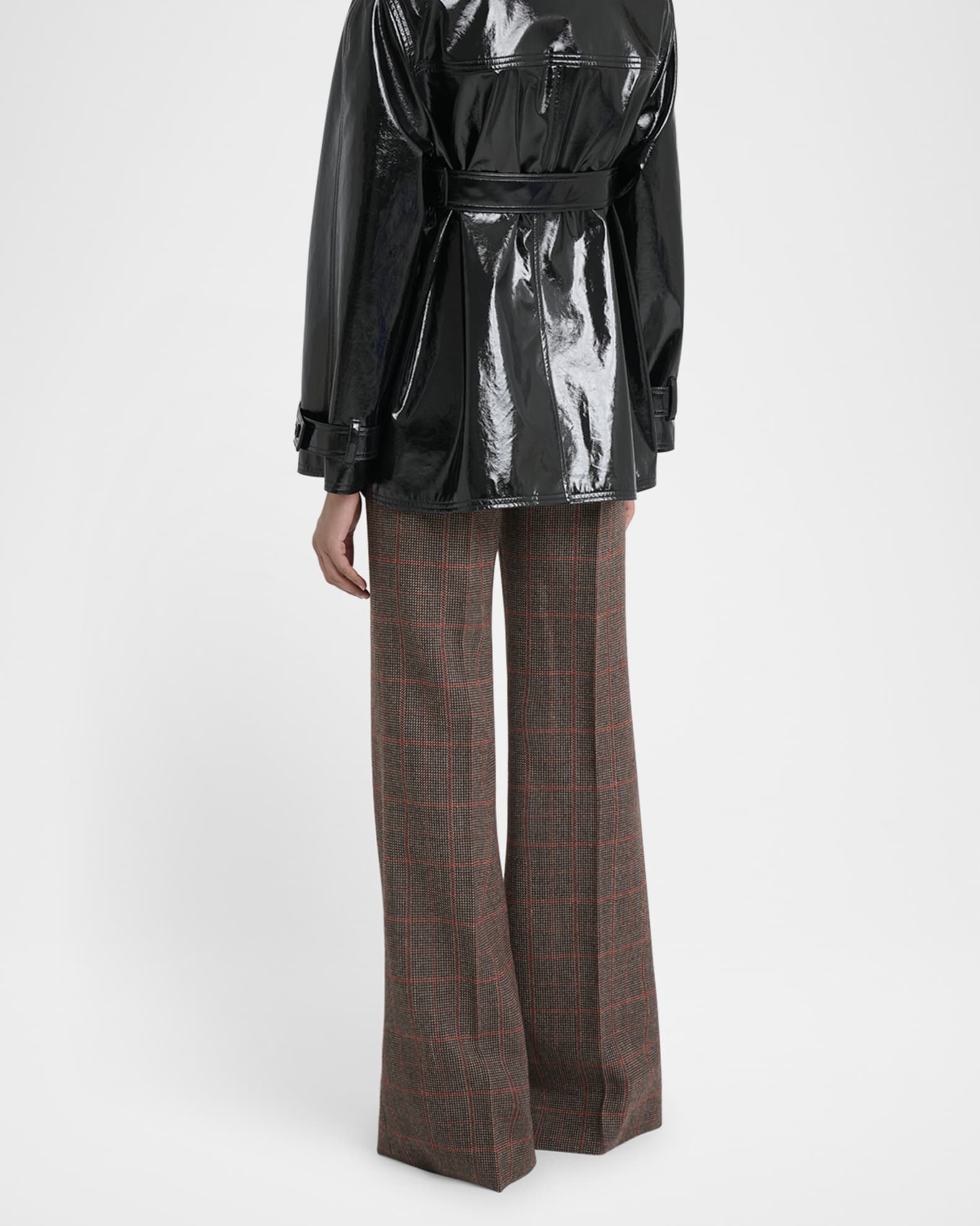 Chloe Plaid Wide-Leg Pants | Neiman Marcus
